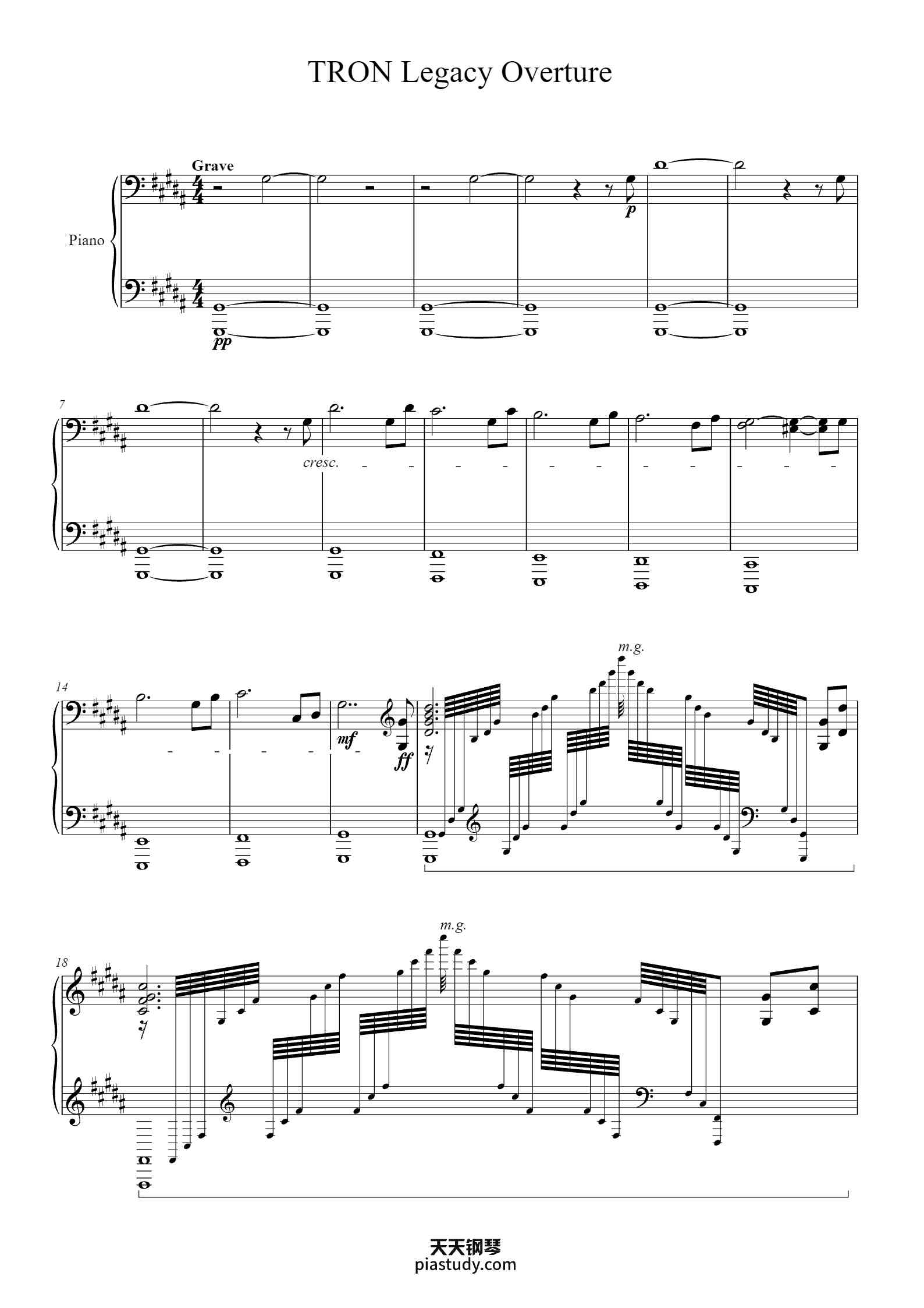 'TRON Legacy Overture' - Piano Sheet Music By Daft Punk | TOPiano