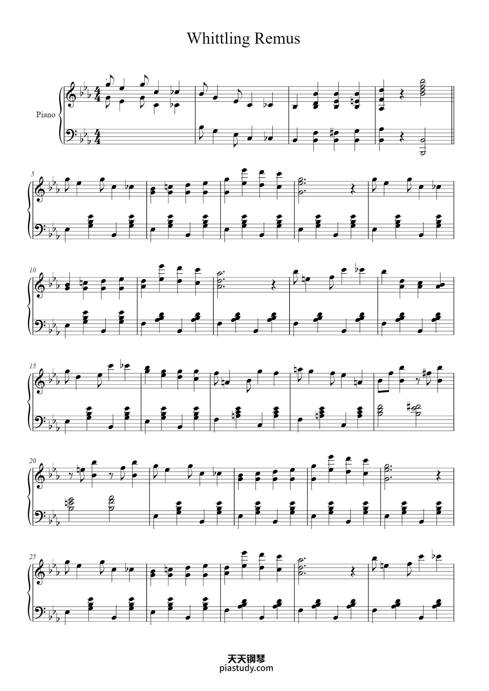 Whittling Remus钢琴谱 - Thomas E. Broady - free piano sheet music ...