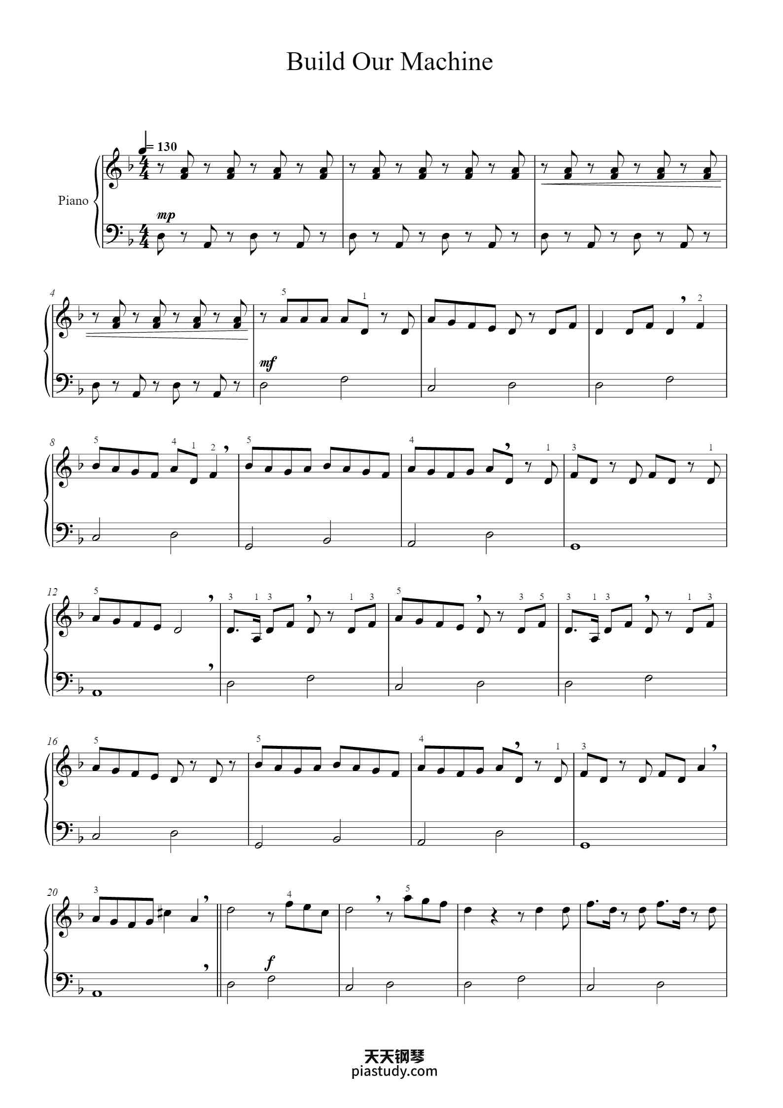 'Build Our Machine' - Piano Sheet Music By Bendy and the InkMachine ...