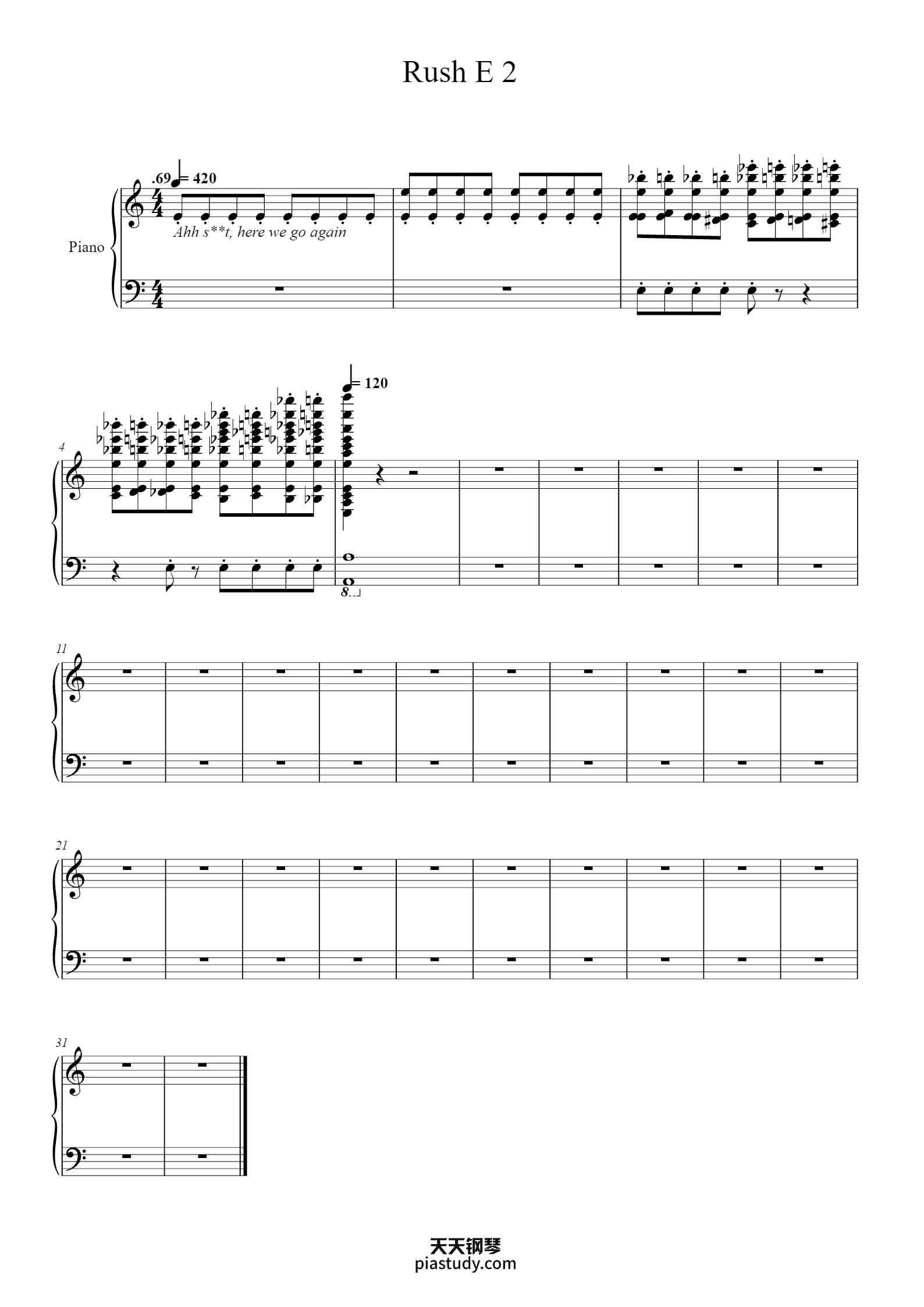 'Rush E 2' - Piano Sheet Music By Sheet Music Boss | TOPiano