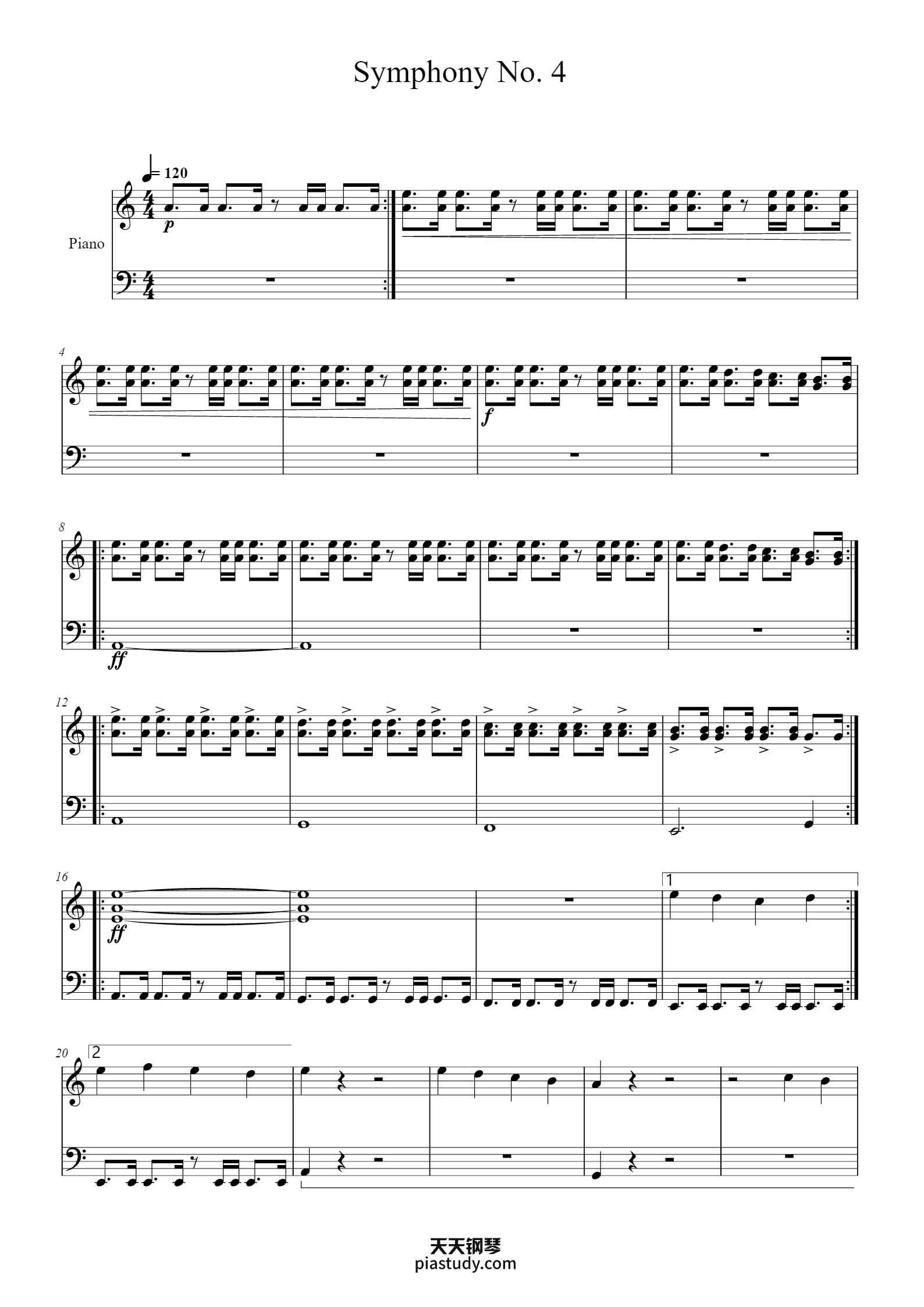 Symphony No. 4钢琴谱 - Colby Gallup - free piano sheet music - PiaNoproblem