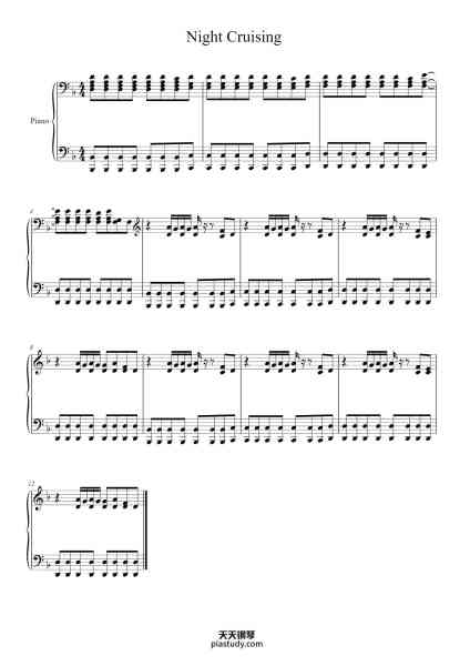 night cruising》精简版钢琴谱——主页有视频演示' - Piano Sheet Music By 牛尾宪辅 | TOPiano