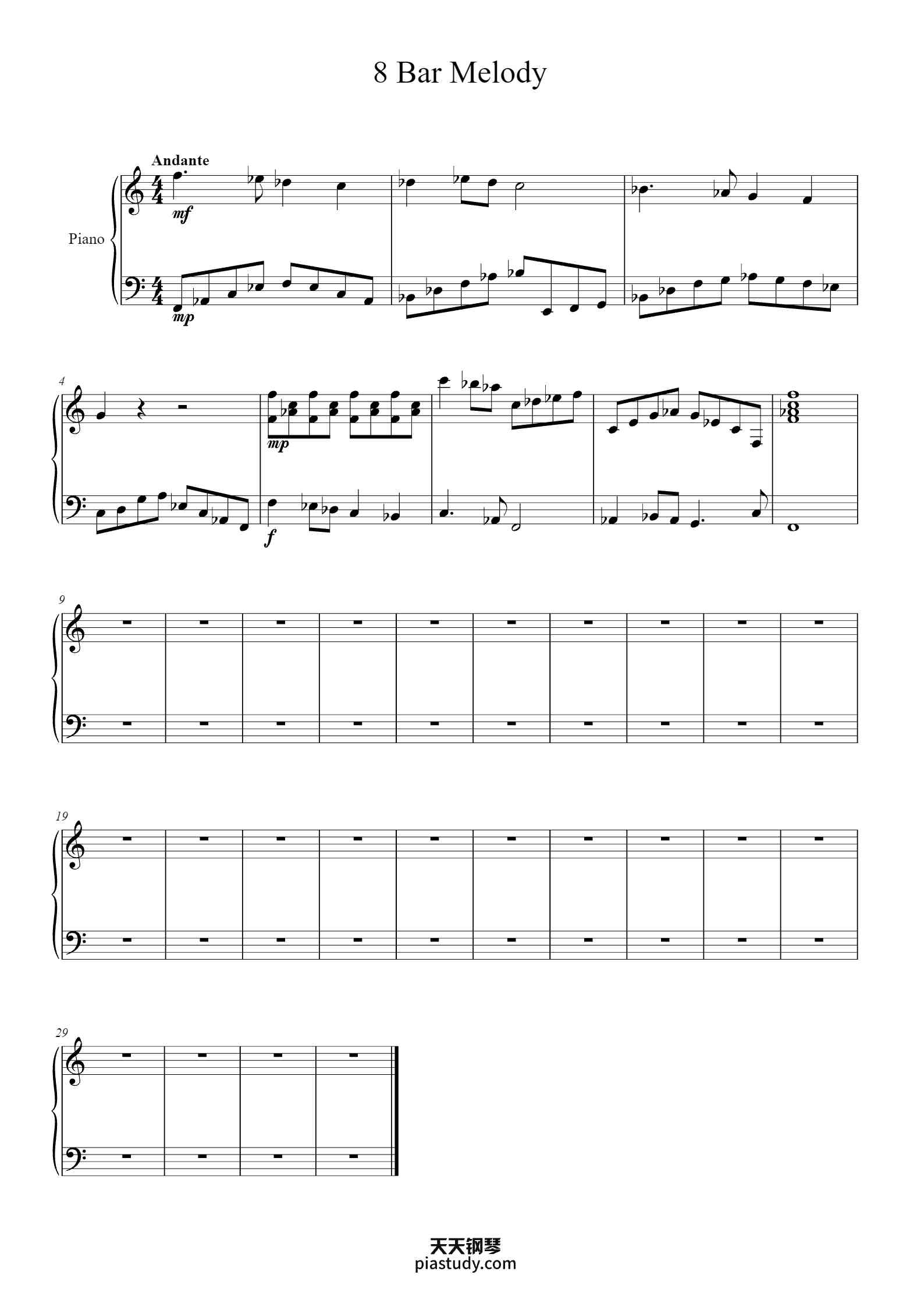 '8 Bar Melody' - Piano Sheet Music By xxx | TOPiano