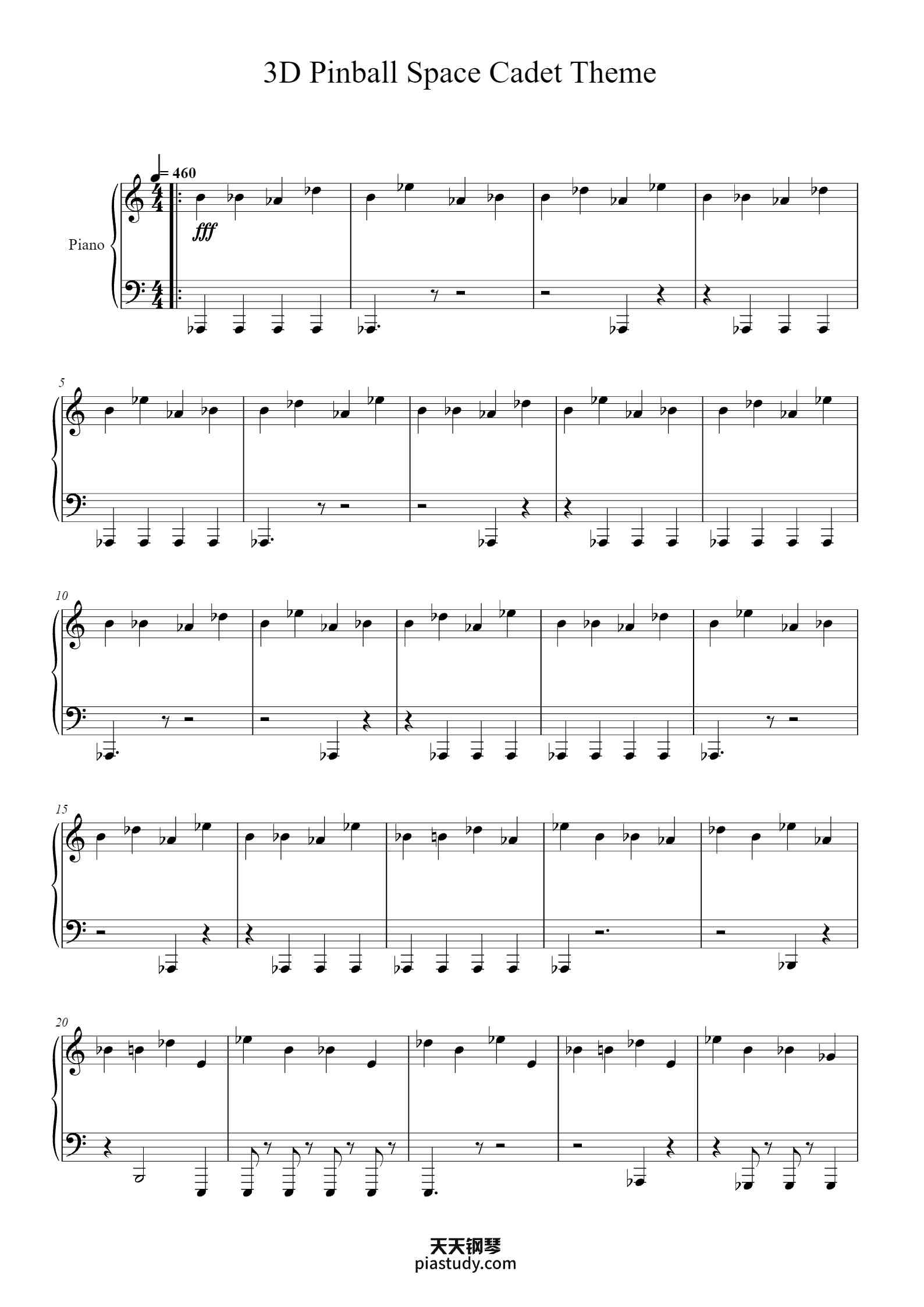 '3D Pinball Space Cadet Theme' - Piano Sheet Music By Matt Ridgeway ...