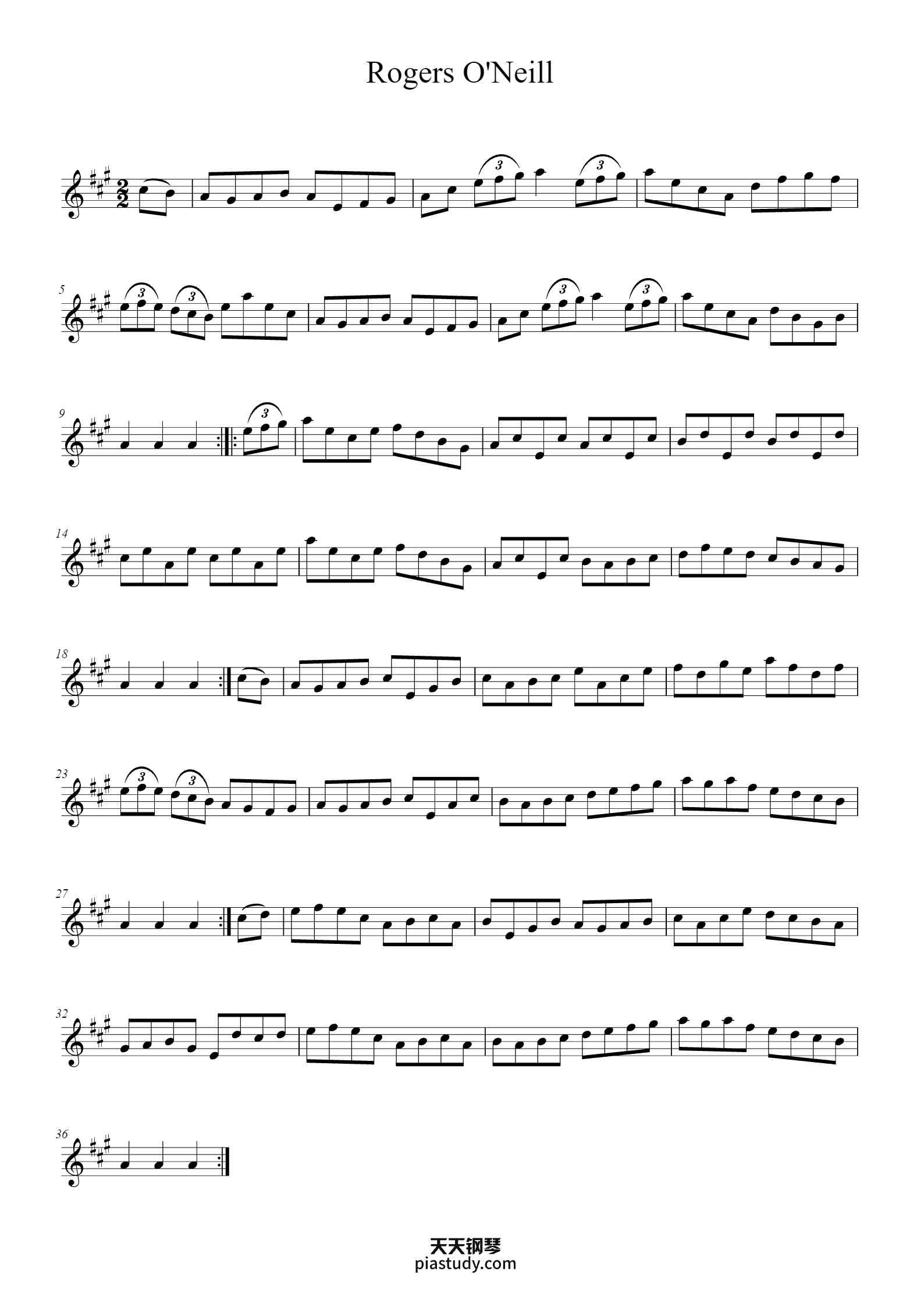 'Rogers O'Neill' - Piano Sheet Music By anon. | TOPiano