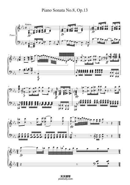 Piano Sonata No. 8 in C Minor, Op. 13 "Pathétique"钢琴谱 - Ludwig van Beethoven - free piano sheet ...