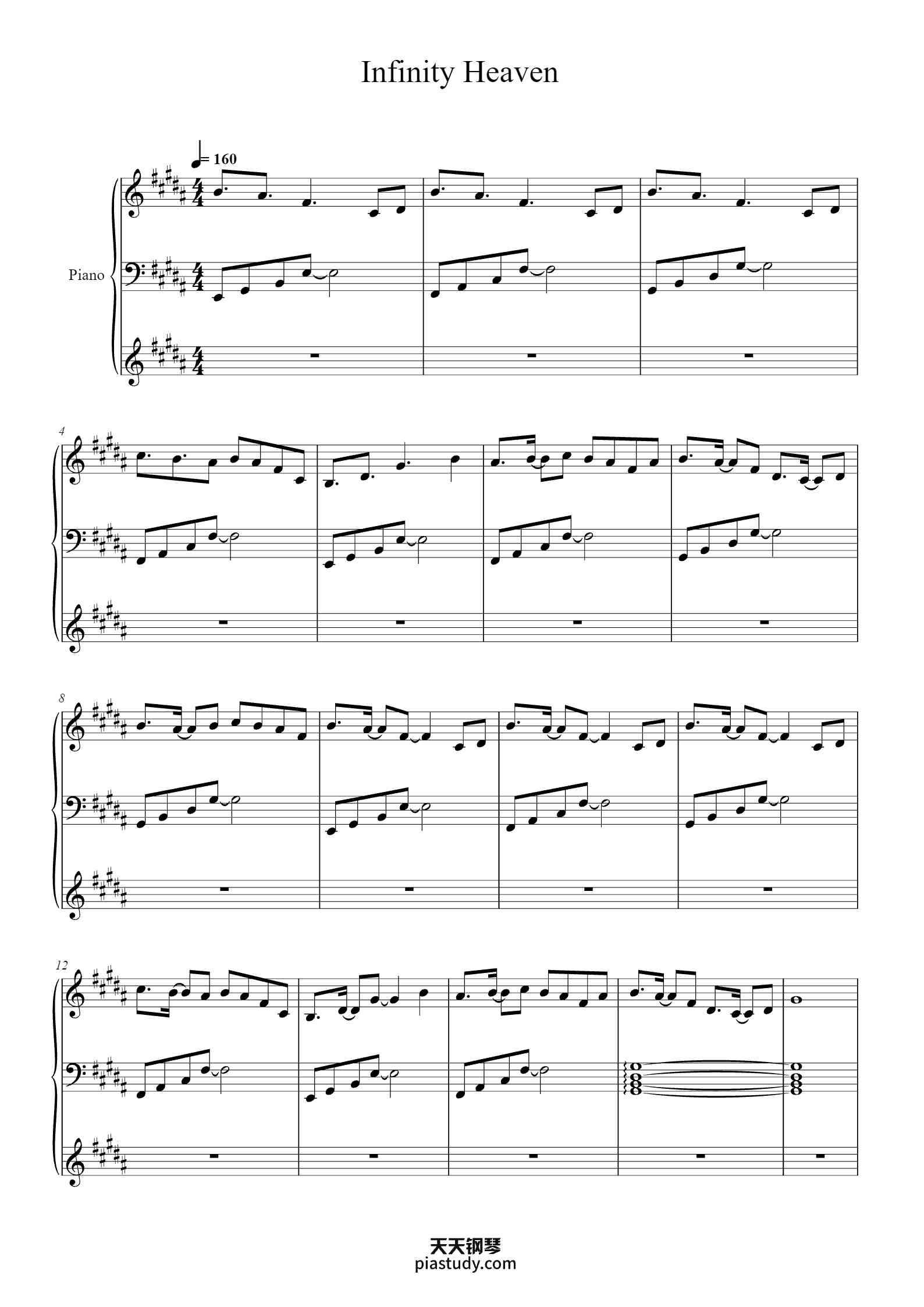 Infinity Heaven钢琴谱 - HyuN - free piano sheet music - PiaNoproblem
