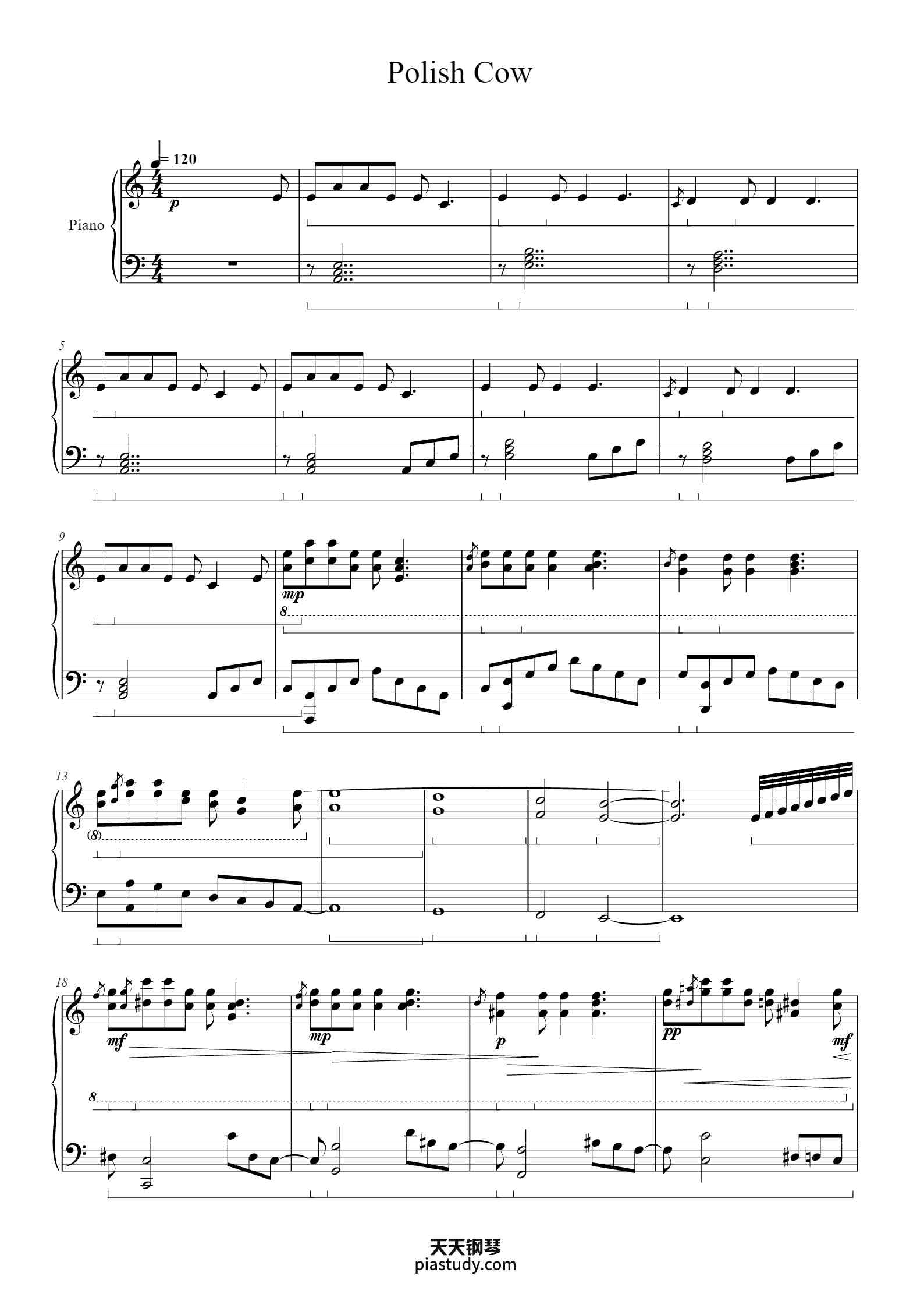 'Polish Cow' - Piano Sheet Music By Samstring | TOPiano