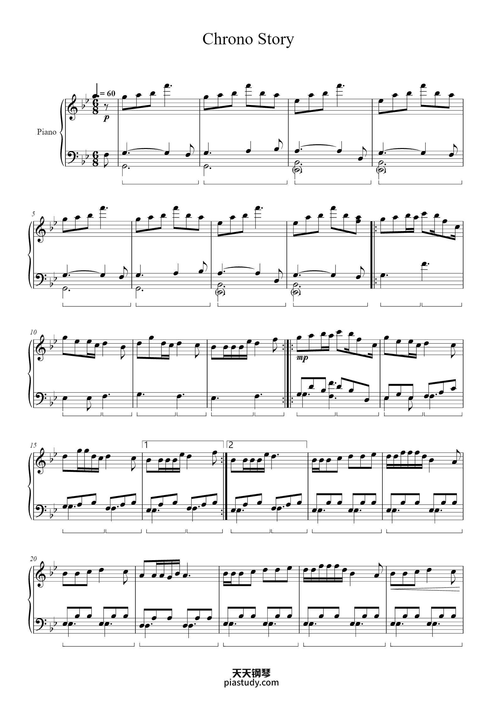 'Chrono Story' - Piano Sheet Music By Blantiane Hobrob | TOPiano