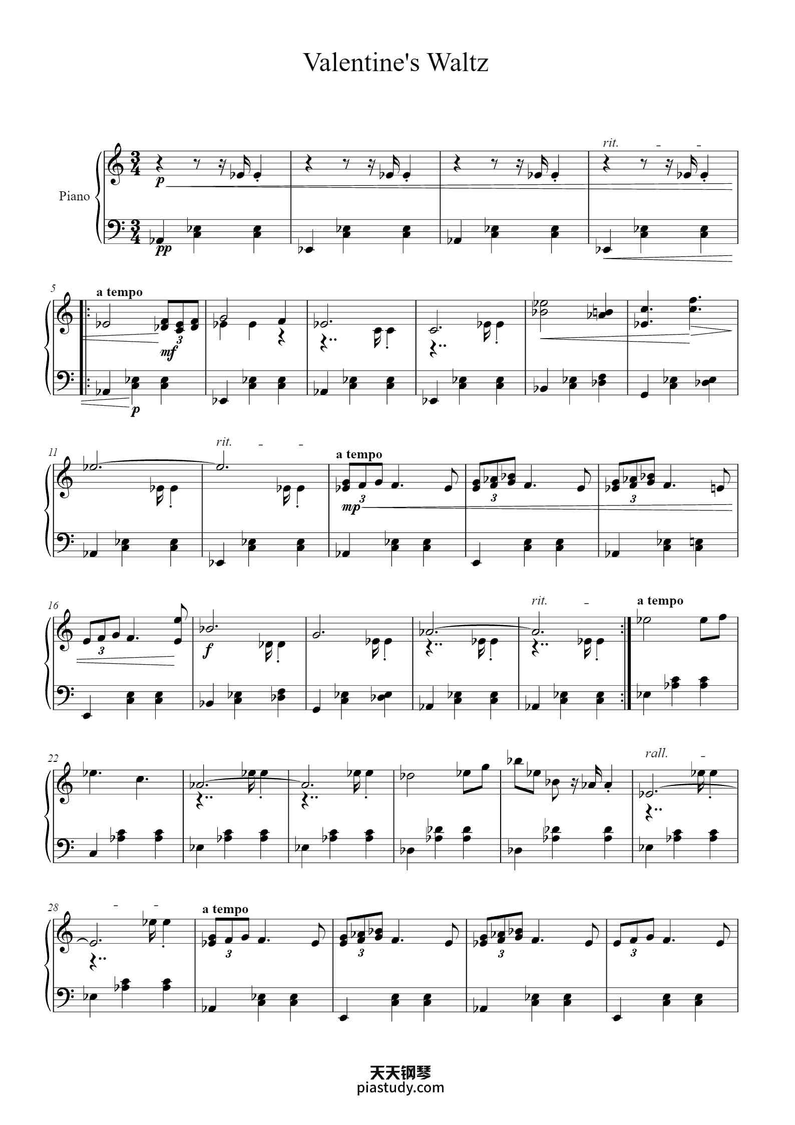 'Valentine's Waltz' - Piano Sheet Music By Amelia :3 | TOPiano