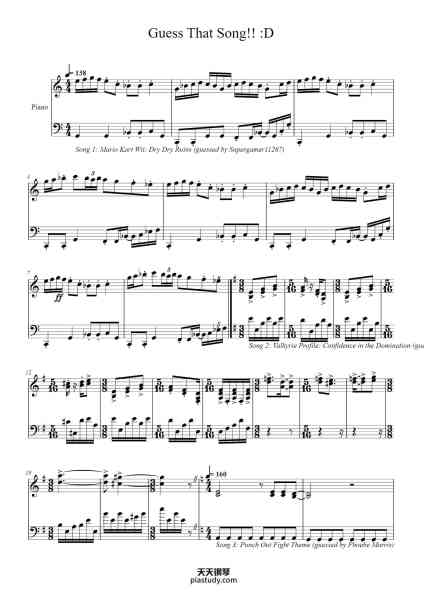 'Guess That Song!!! :D' - Piano Sheet Music By By: InfiniteBlaaaaaaze ...