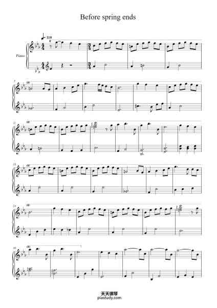 Before spring ends-王OK-钢琴精编版钢琴谱 - 王ok - free piano sheet music ...
