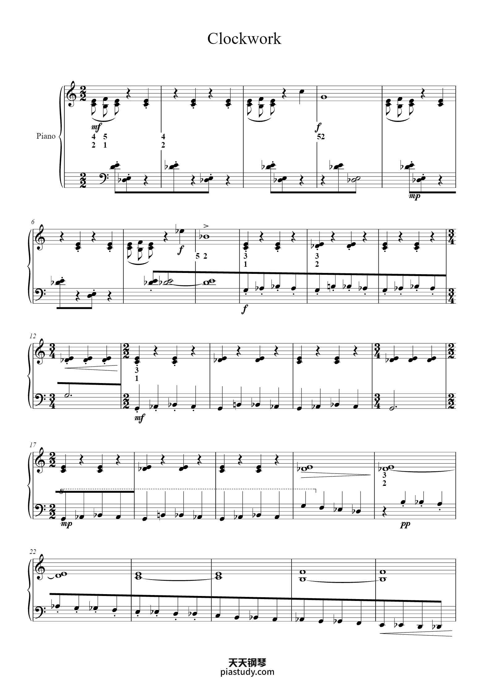 '4.Clockwork' - Piano Sheet Music By 佚名 | TOPiano