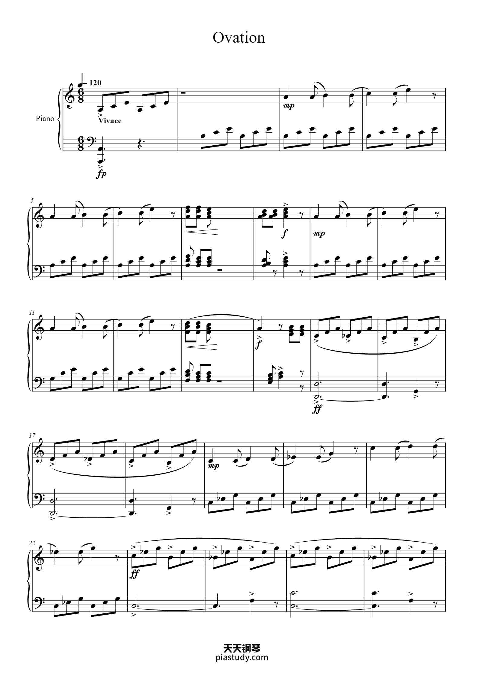 '狂风暴雨/Ovation 【激情】' - Piano Sheet Music By Robert D. Vandall | TOPiano