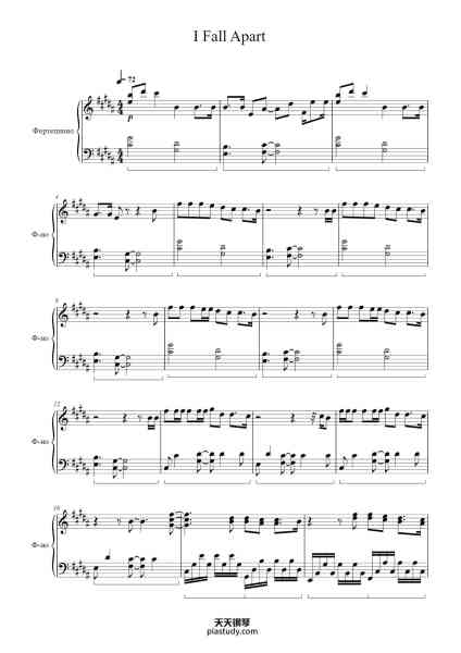 I Fall Apart钢琴谱 - Post Malone - free piano sheet music - PiaNoproblem