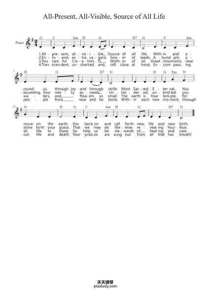 'All-Present, All-Visible, Source of All Life' - Piano Sheet Music By ...