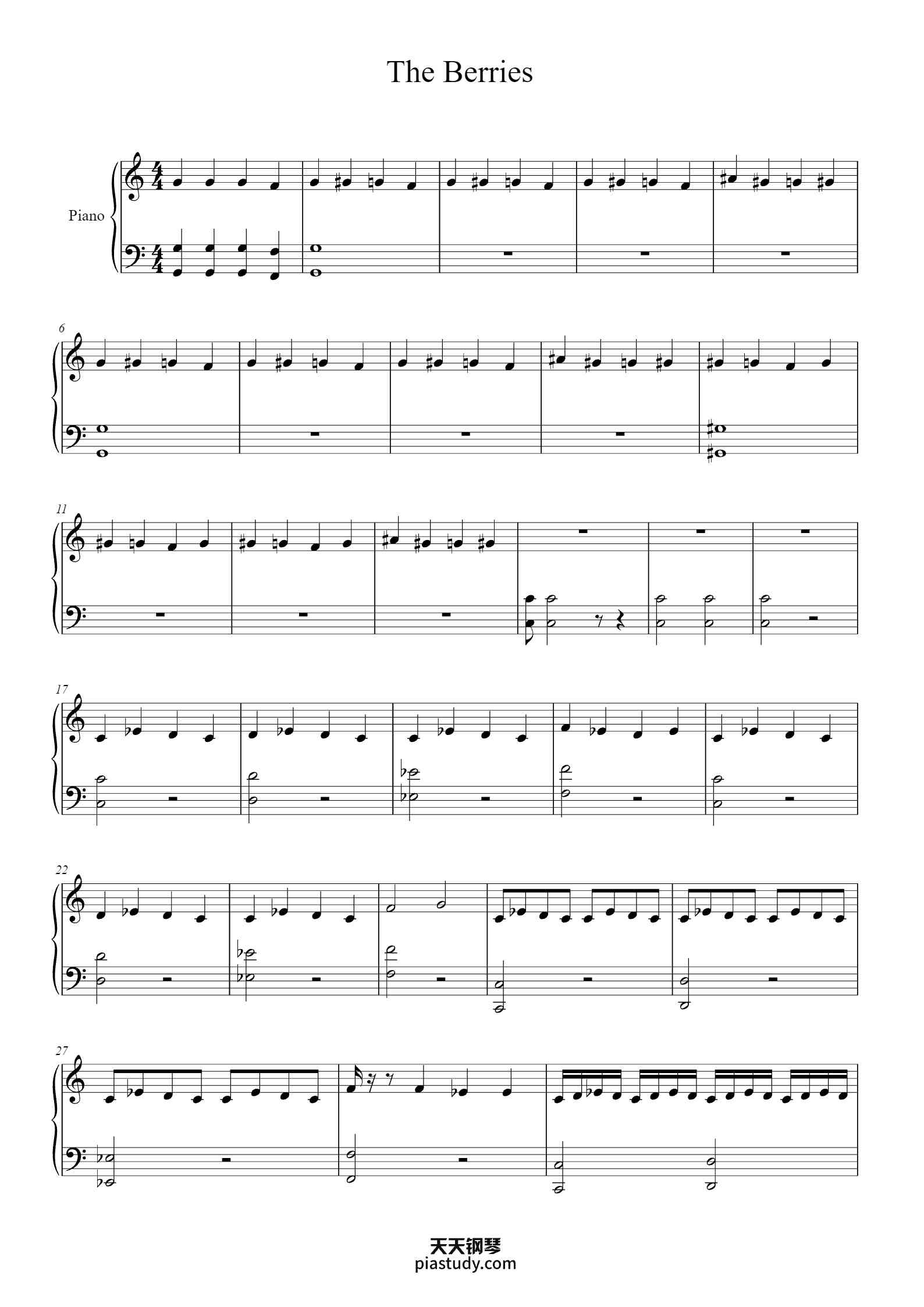 The Berries钢琴谱 - raeofRandomness - free piano sheet music - PiaNoproblem