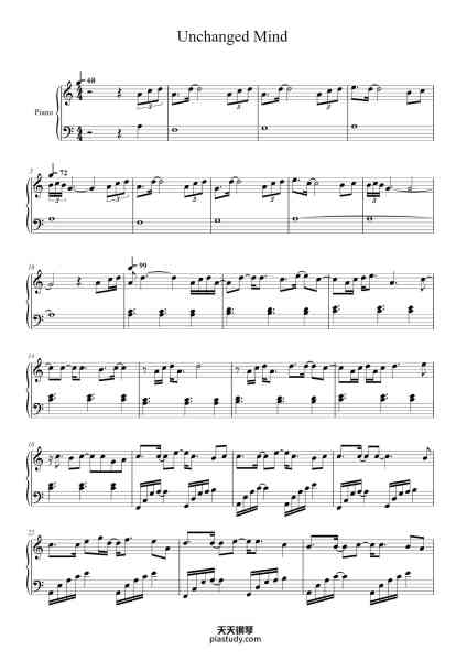 Unchanged Mind C调简易版 Valentin钢琴谱 - Valentin - free piano sheet music ...