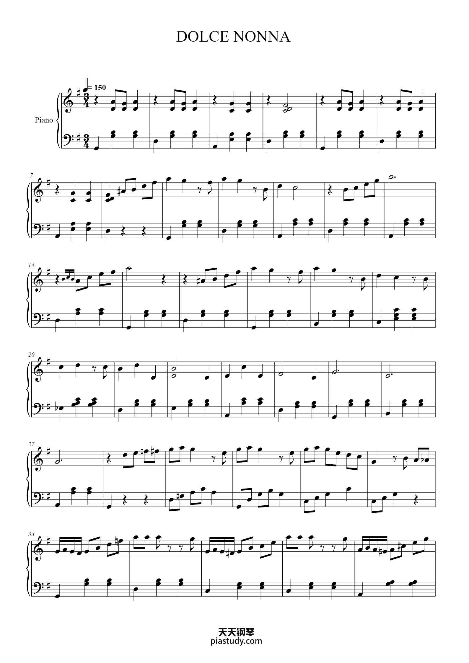 'DOLCE NONNA' - Piano Sheet Music By Wayne Jones Amy Hayashi-Jones ...