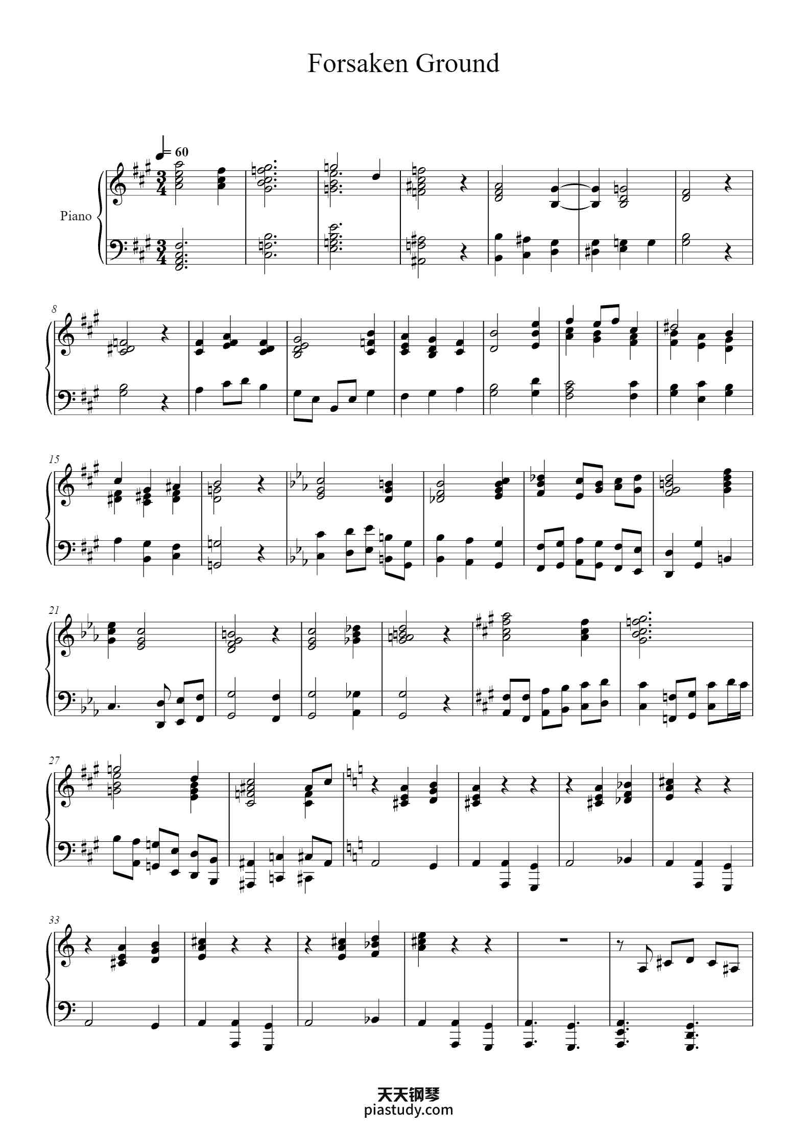 'Forsaken Ground' - Piano Sheet Music By Matthew O'Leary | TOPiano