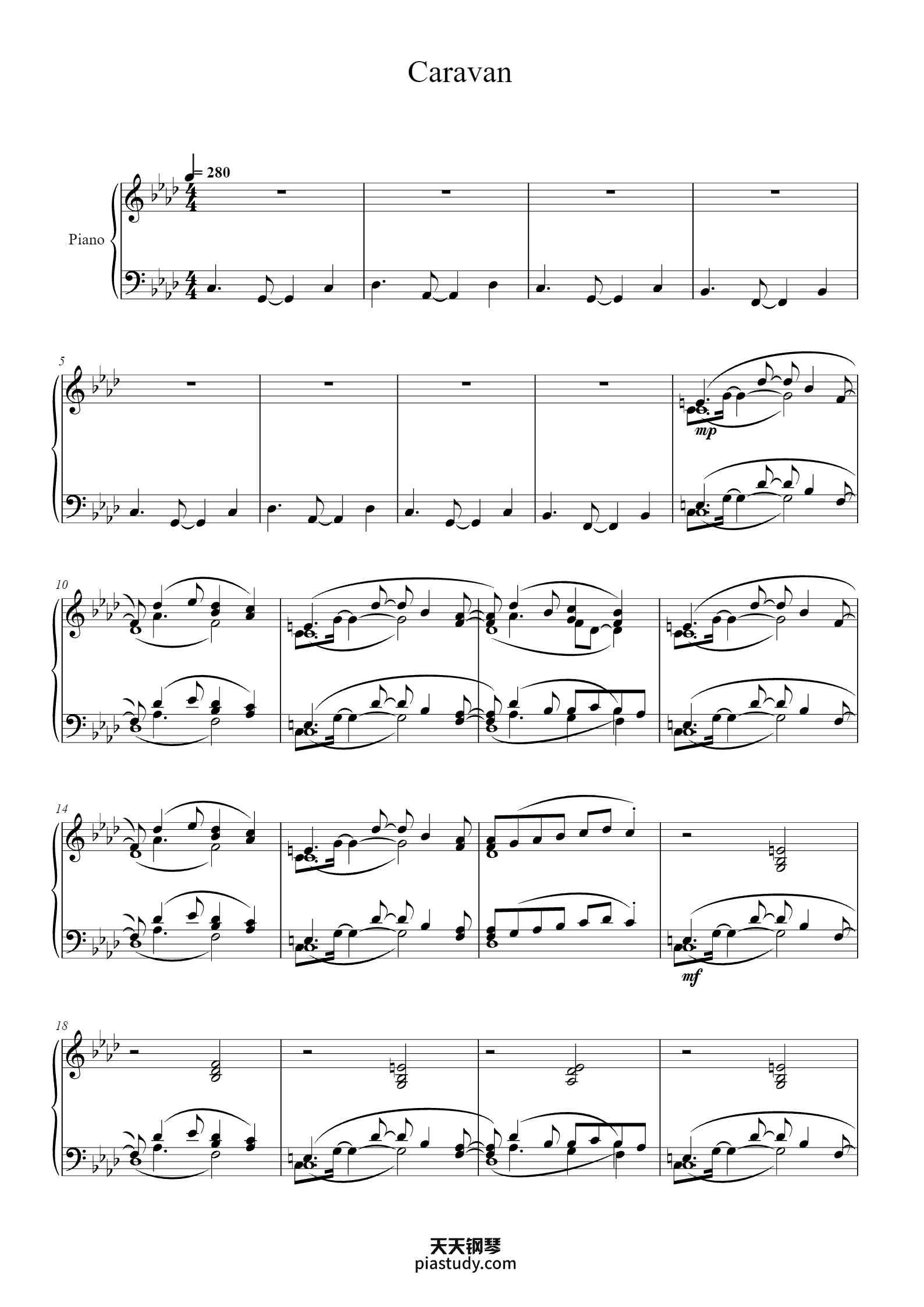 'Caravan' - Piano Sheet Music By Duke Ellington, Irving Mills and Juan ...