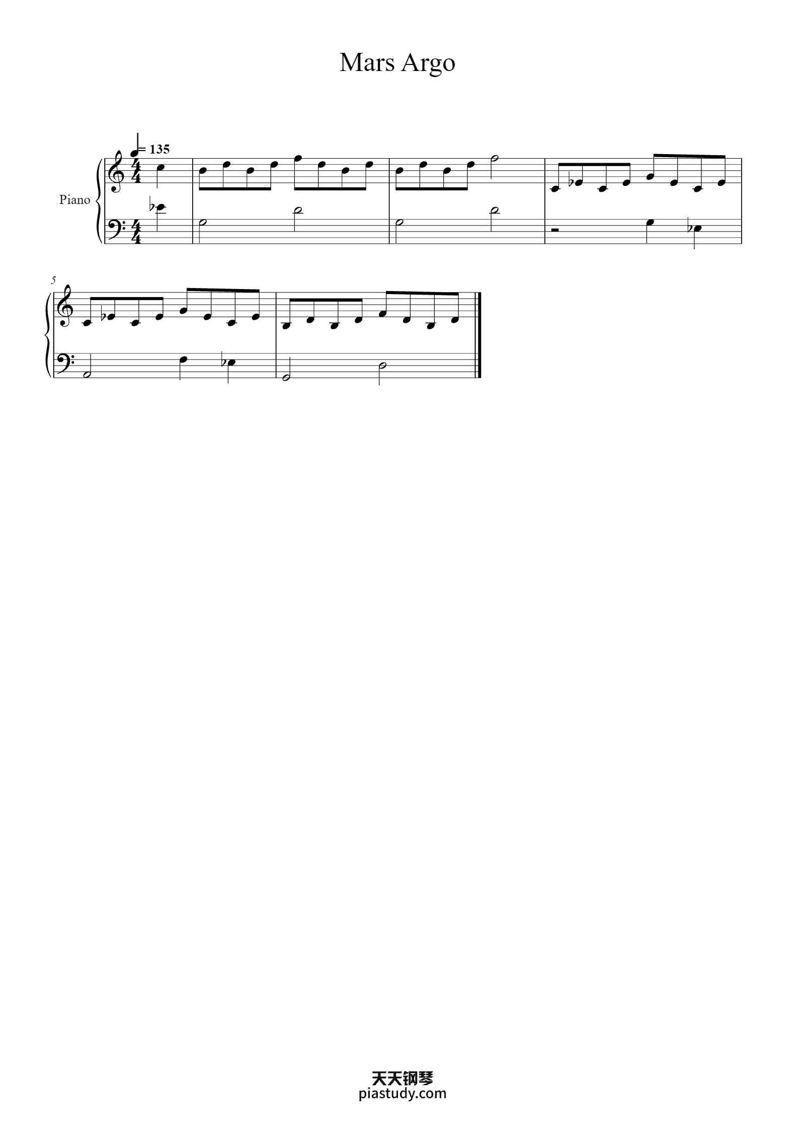 'Mars Argo' - Piano Sheet Music By Mars Argo | TOPiano