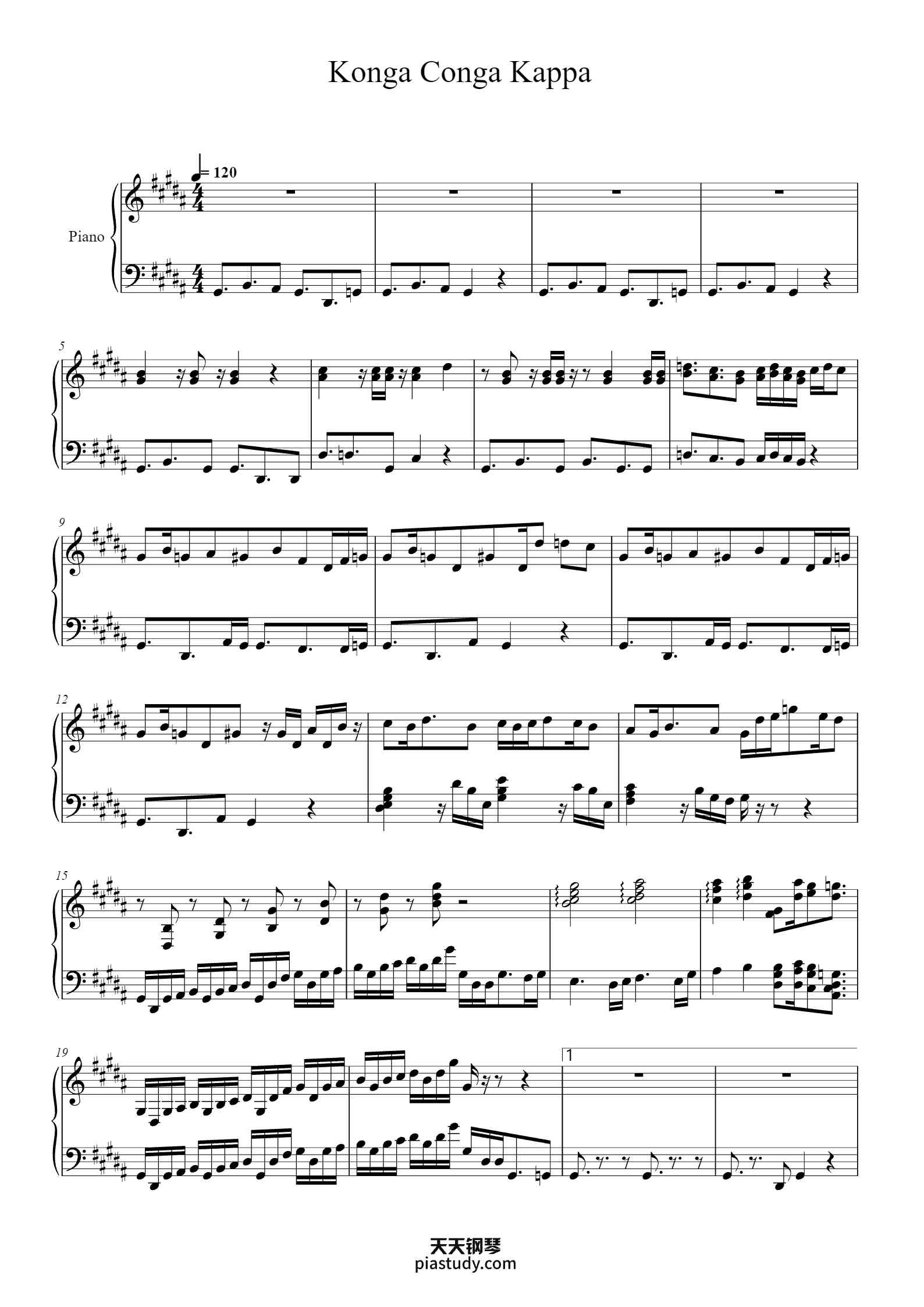 'Konga Conga Kappa' - Piano Sheet Music By Daniel Baranowsky | TOPiano