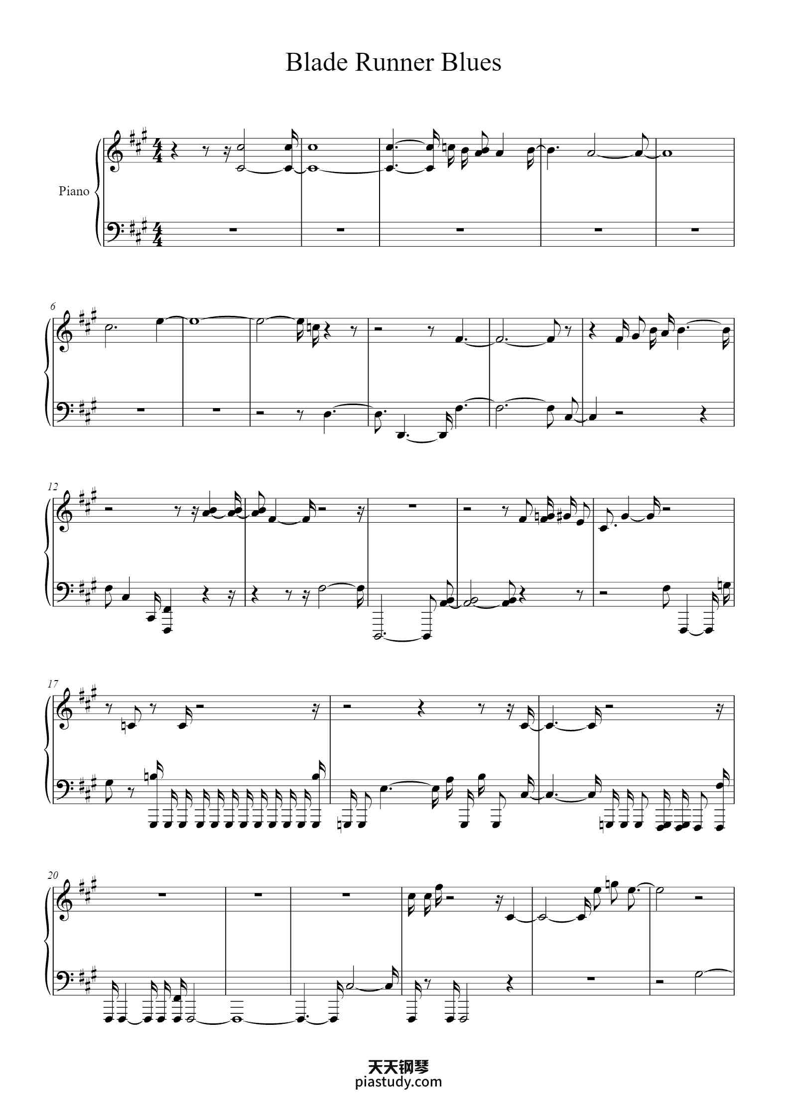 'Blade Runner Blues' - Piano Sheet Music By xxx | TOPiano