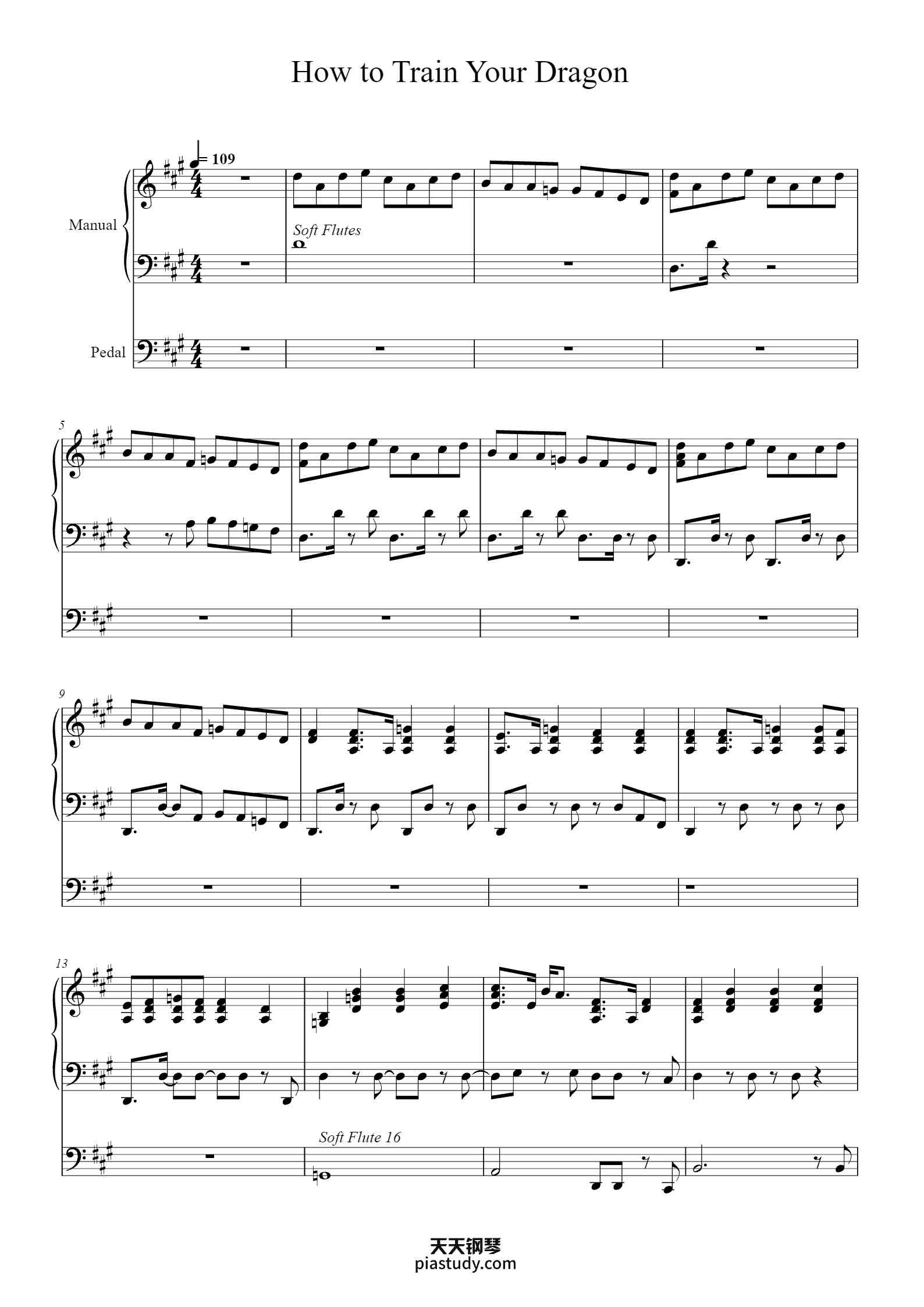 'How to Train Your Dragon (John Powell) - Organ Cover' - Piano Sheet ...