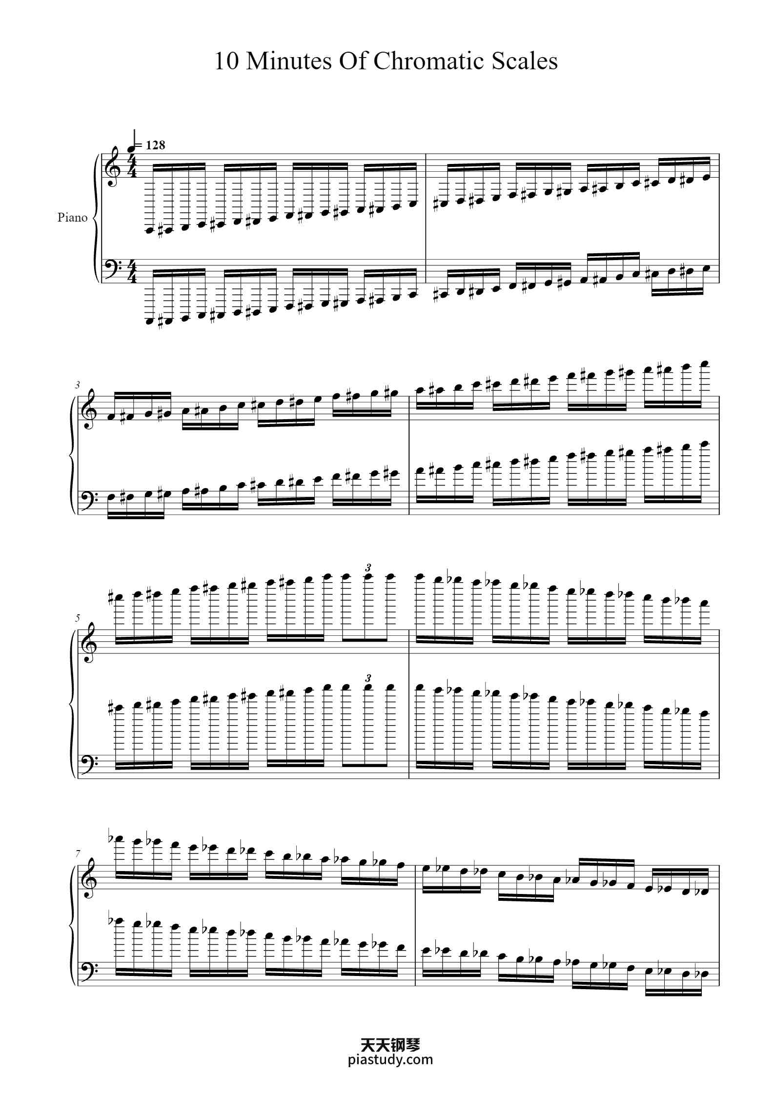'10 Minutes Of Chromatic Scales' - Piano Sheet Music By Janecker | TOPiano