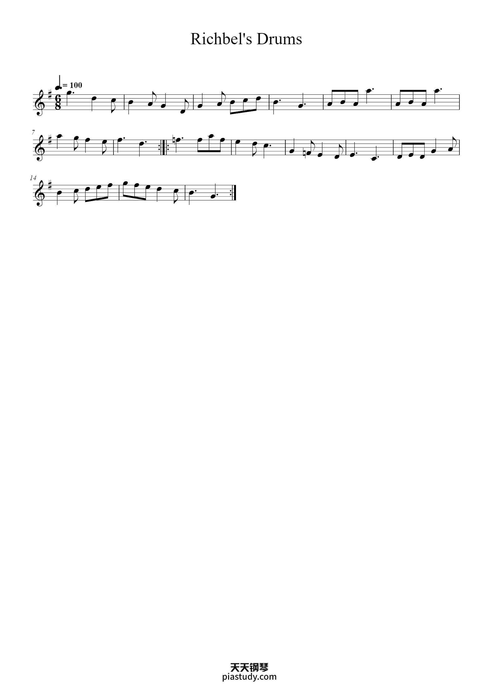 Richbel's Drums钢琴谱 - - free piano sheet music - PiaNoproblem