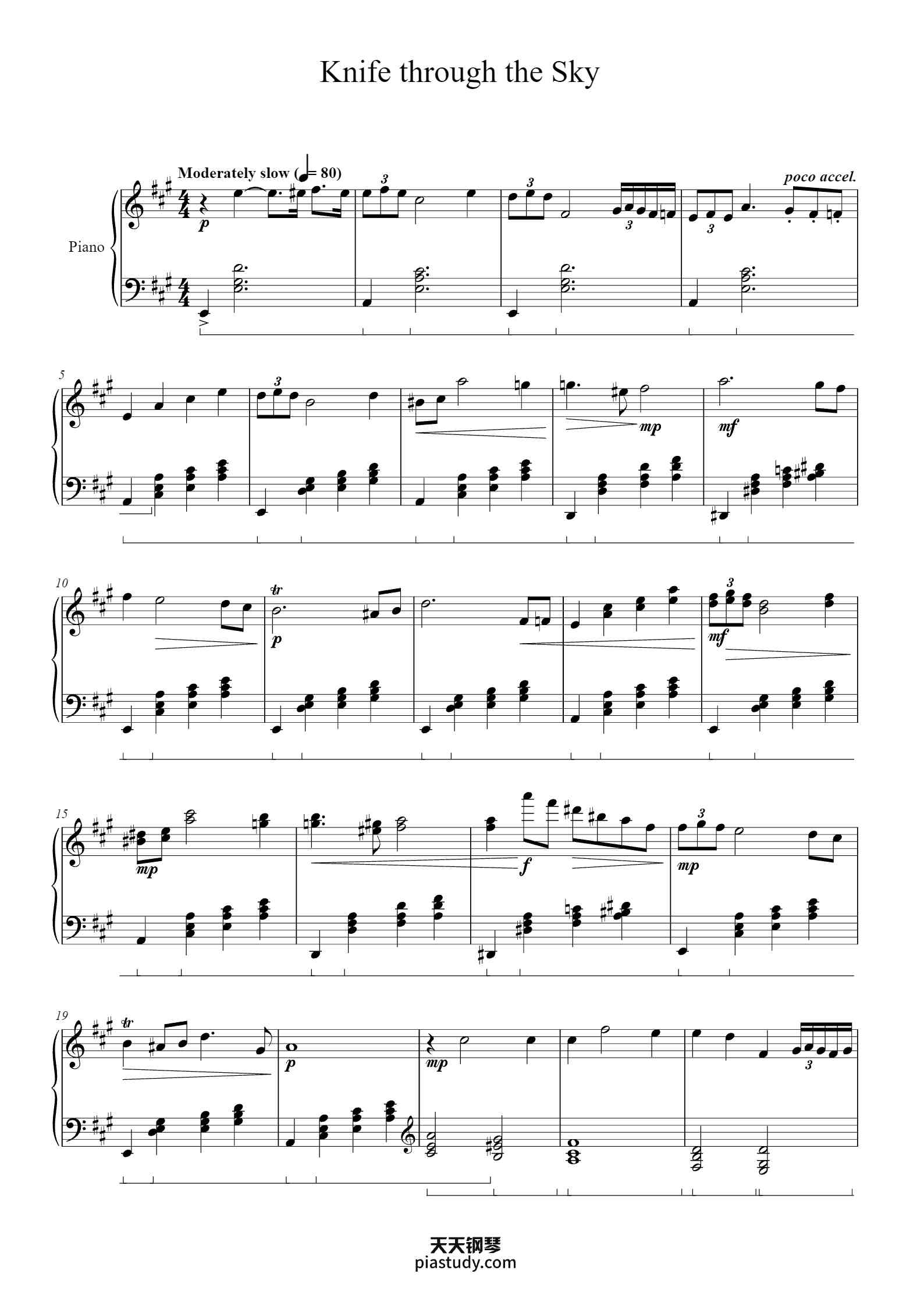Knife through the Sky钢琴谱 - Hallett Ray - free piano sheet music ...