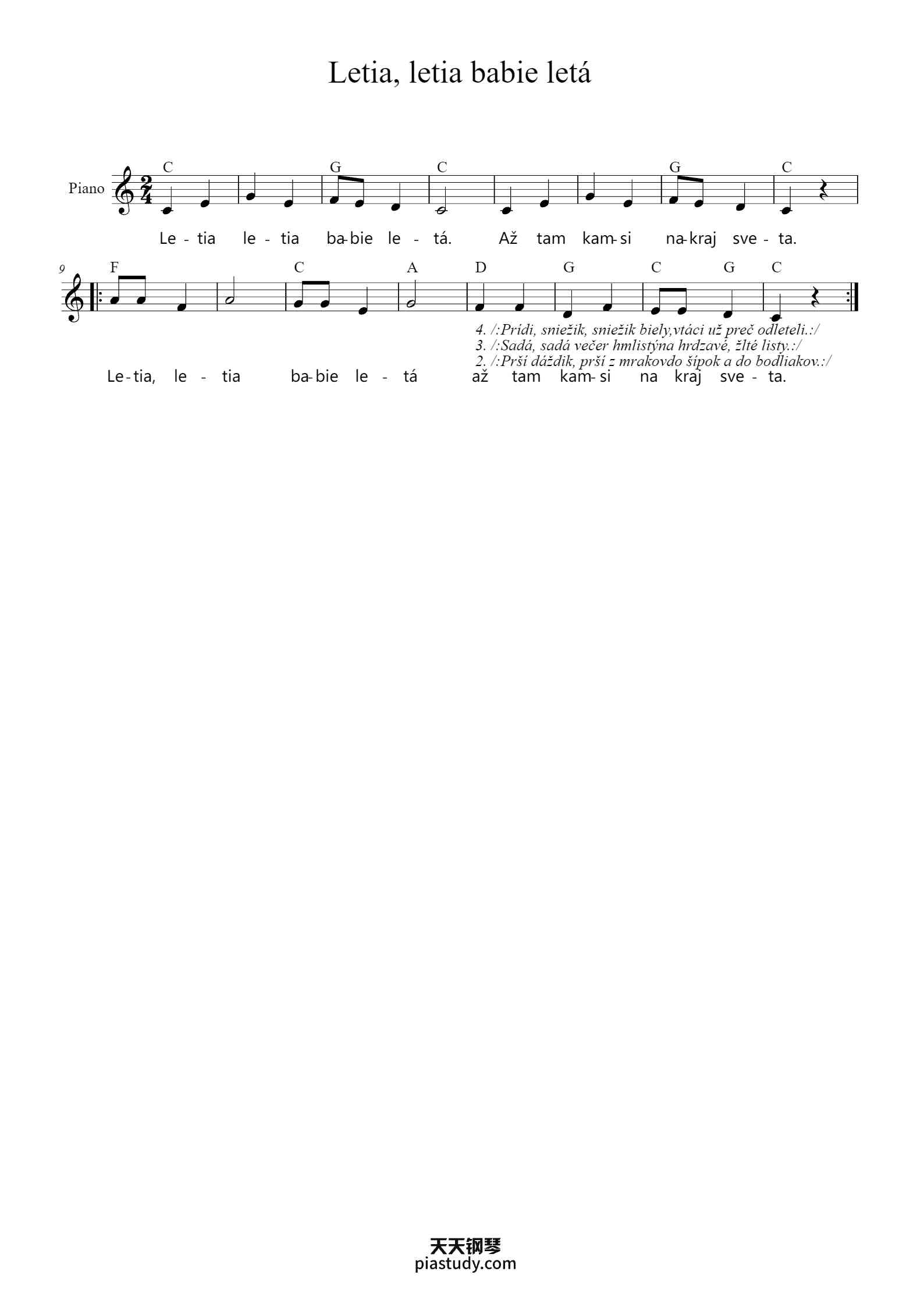 Letia, letia babie letá钢琴谱 - Alojz Čobej - free piano sheet music ...
