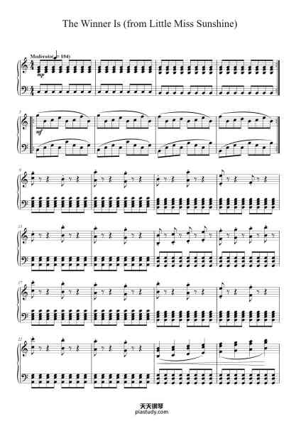 'The Winner Is' - Piano Sheet Music By Music by Nick Urata, Mychael ...