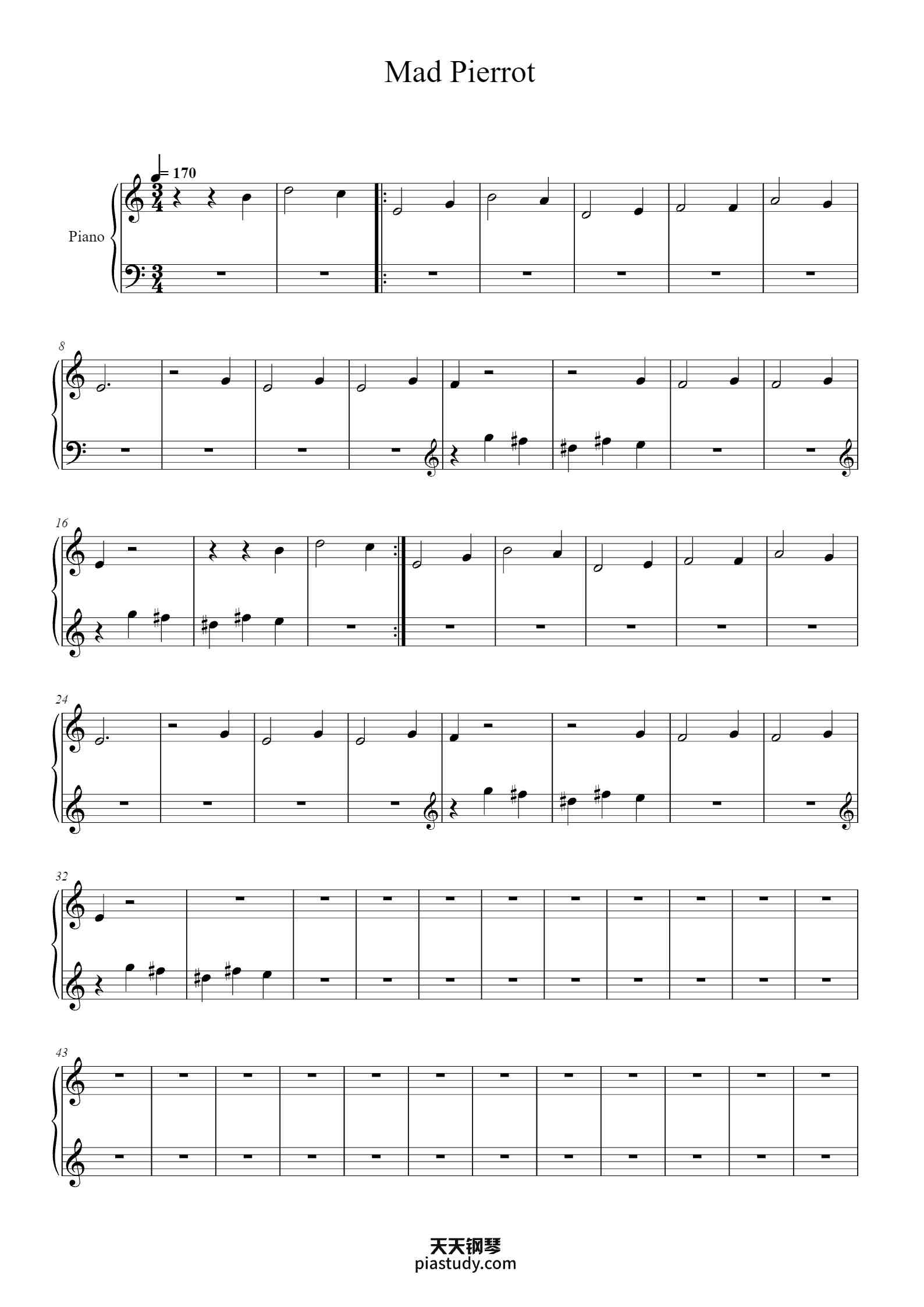 'Mad Pierrot' - Piano Sheet Music By Cowboy Bebop | TOPiano