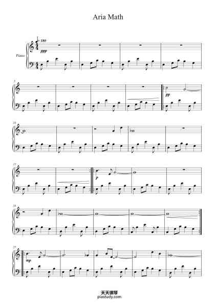'Aria Math' - Piano Sheet Music By Music by C418 Arr. Asher Joslin ...