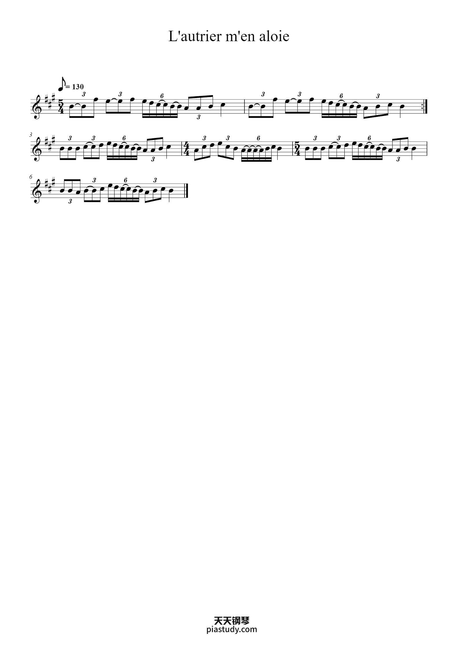 'L'autrier m'en aloie' - Piano Sheet Music By Anonyme (médiéval) | TOPiano