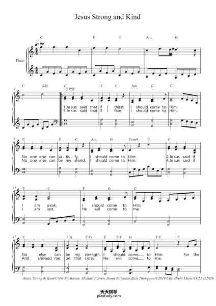 'Jesus Strong and Kind' - Piano Sheet Music By Words & Music by Colin ...