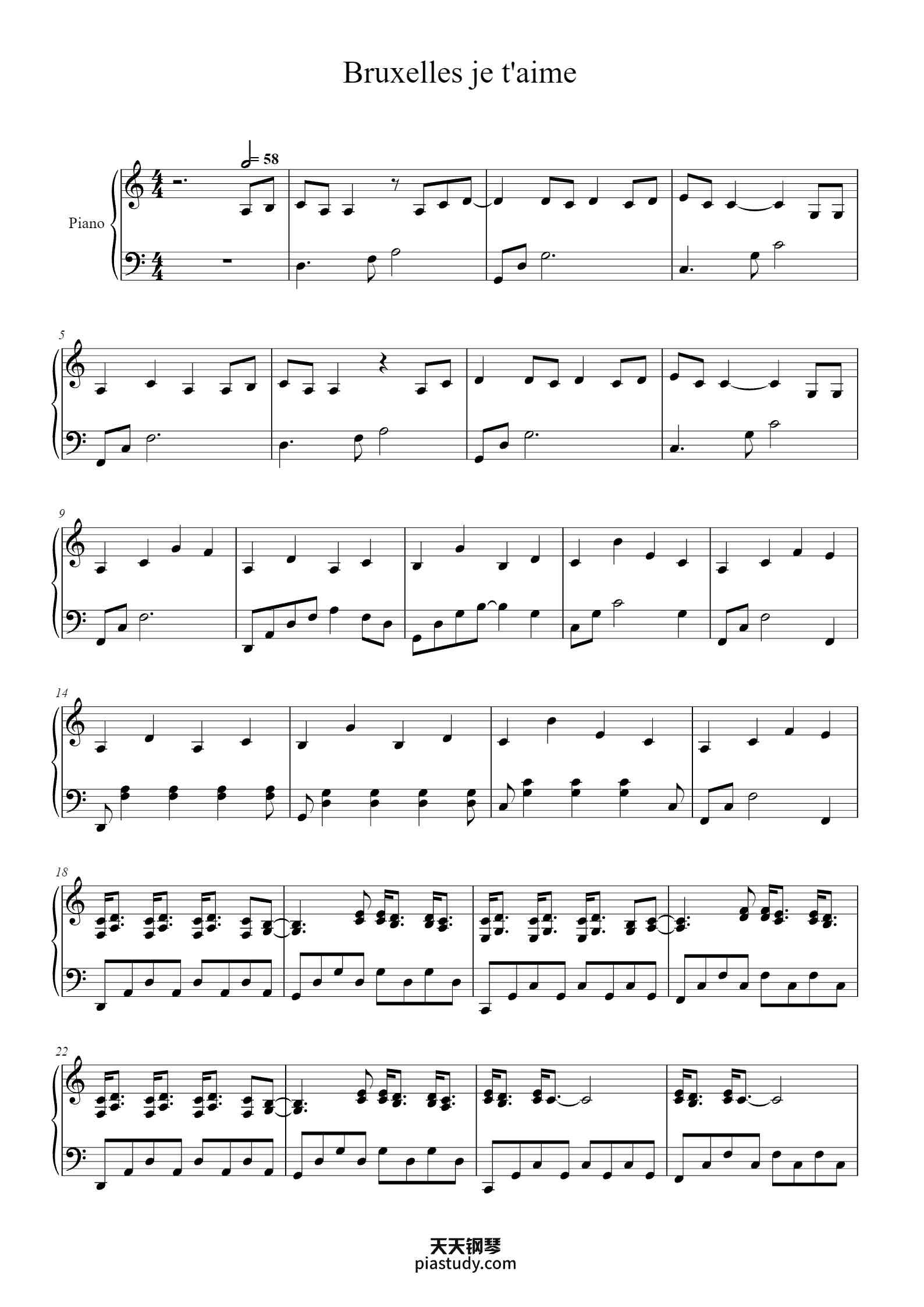 'Bruxelles je t'aime' - Piano Sheet Music By Angèle | TOPiano