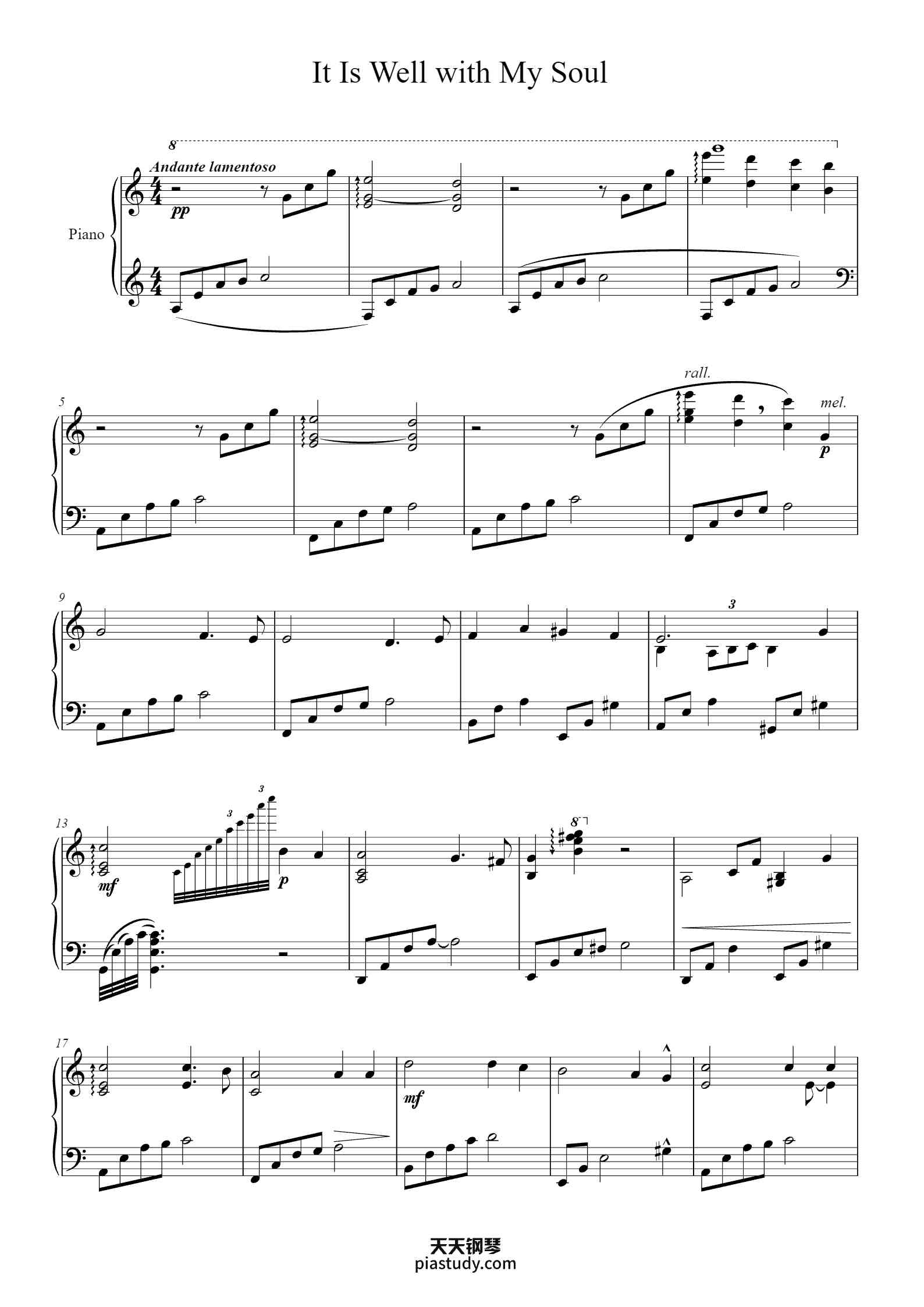 'It Is Well With My Soul' - Piano Sheet Music By Jonathan Pinkerton ...