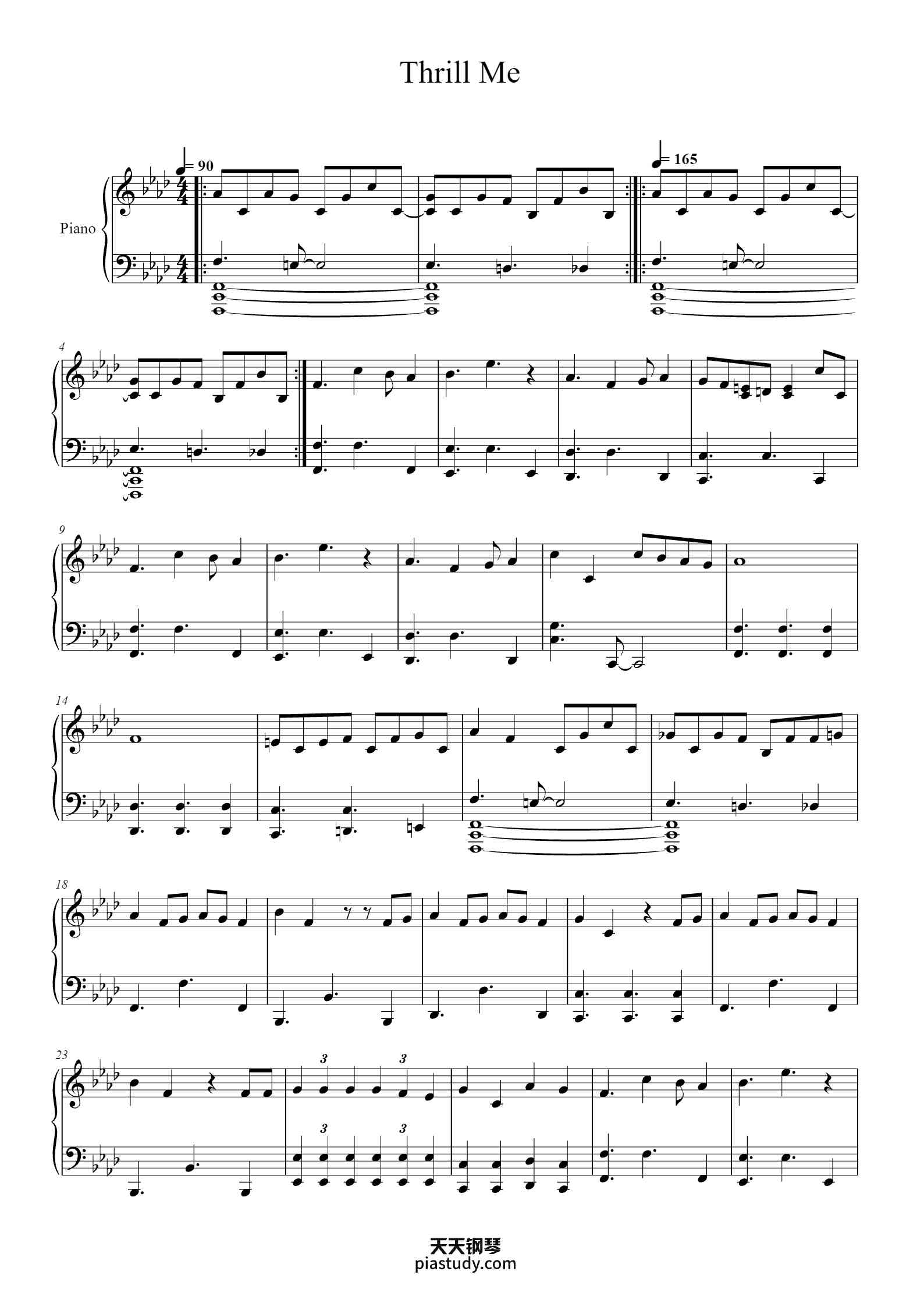 Thrill Me钢琴谱 - Stephen - free piano sheet music - PiaNoproblem