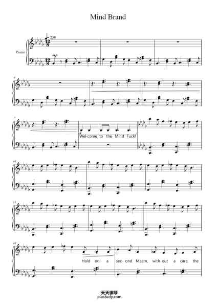 Mind Brand钢琴谱 - Maretu - free piano sheet music - PiaNoproblem