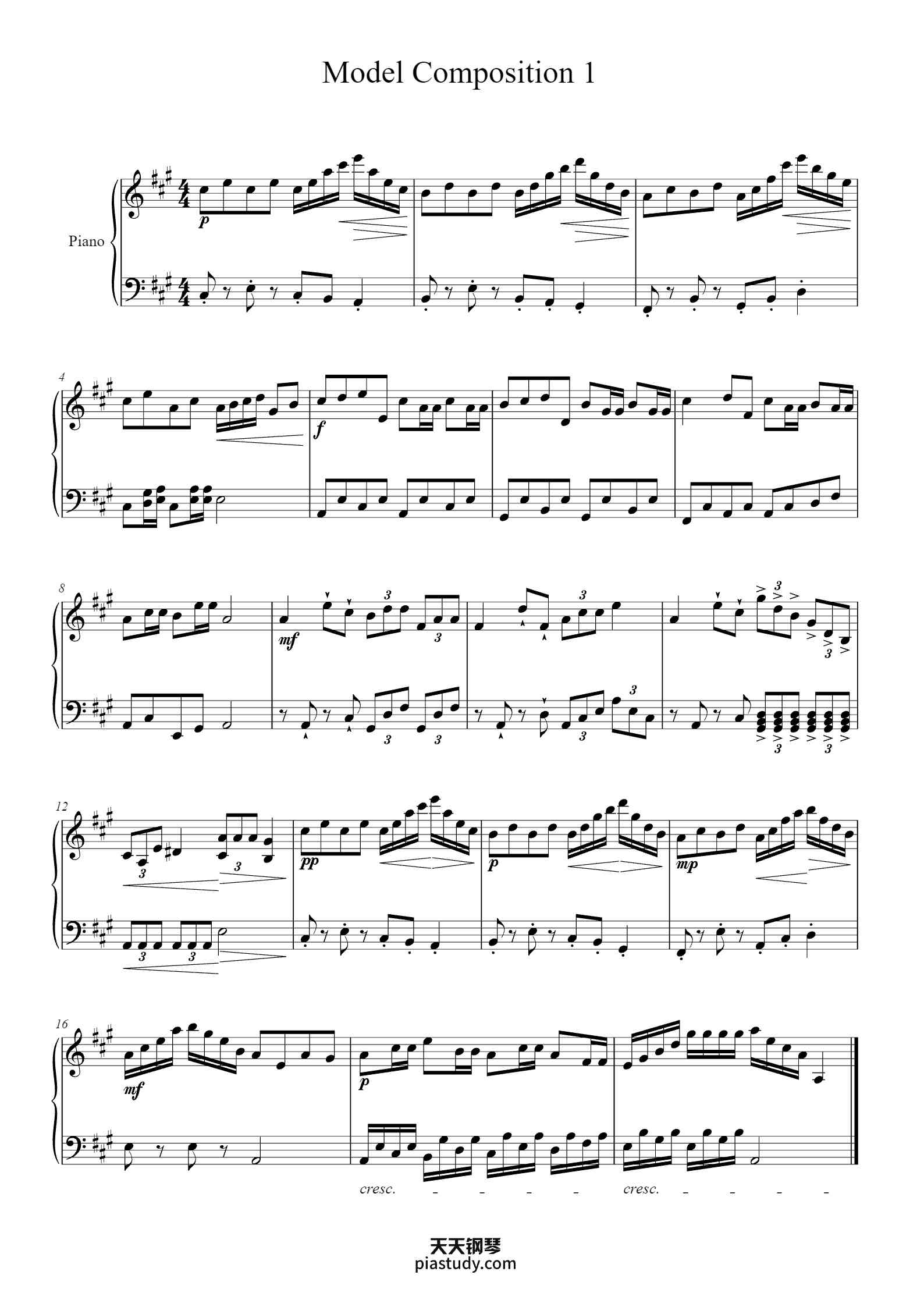 'Model Composition 1' - Piano Sheet Music By Ingrid Anderson | TOPiano