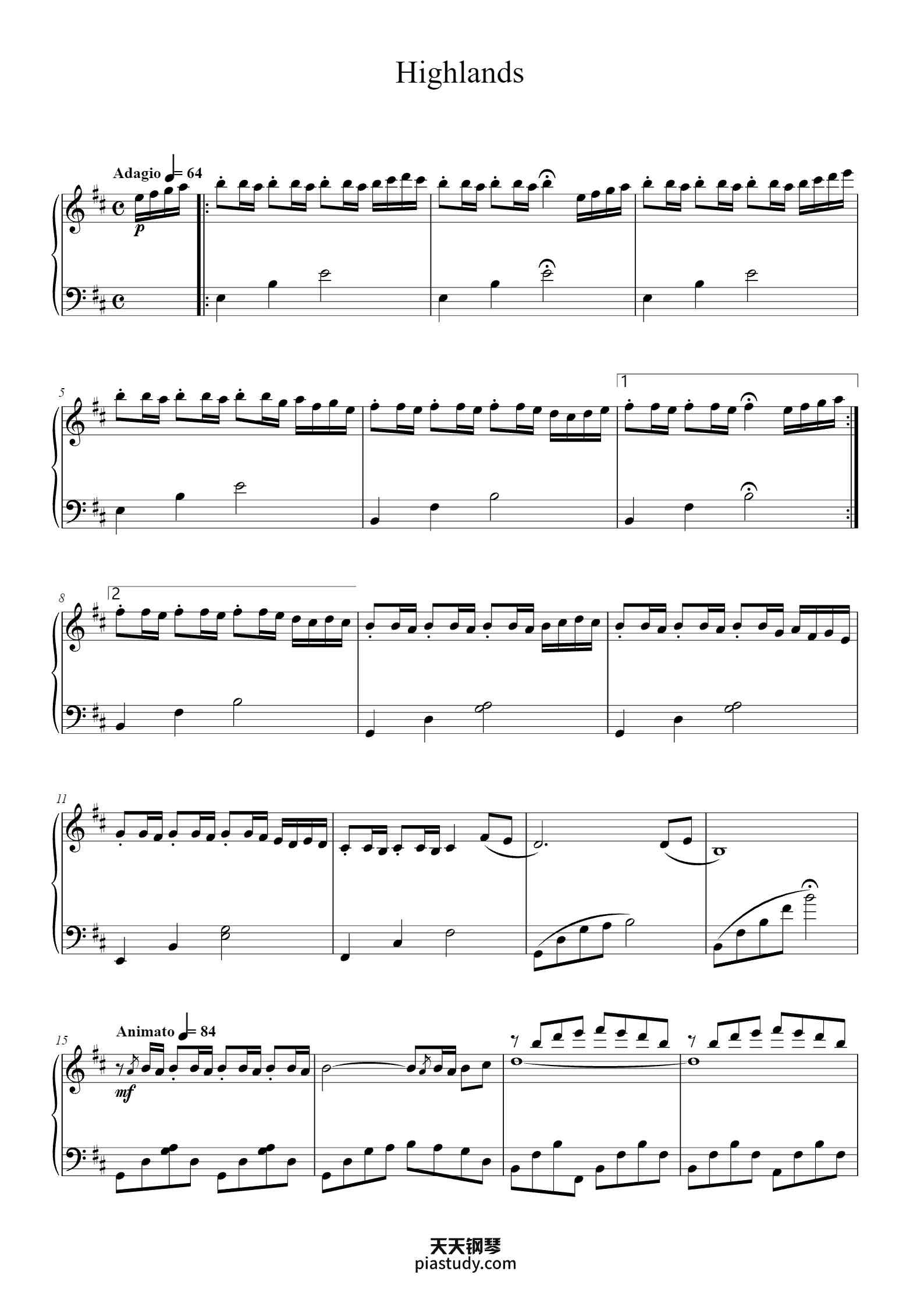 'Highlands' - Piano Sheet Music By Mubrow Lindrian | TOPiano