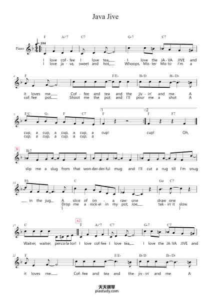 'Java Jive' - Piano Sheet Music By Milton Drake and Ben Oakland | TOPiano