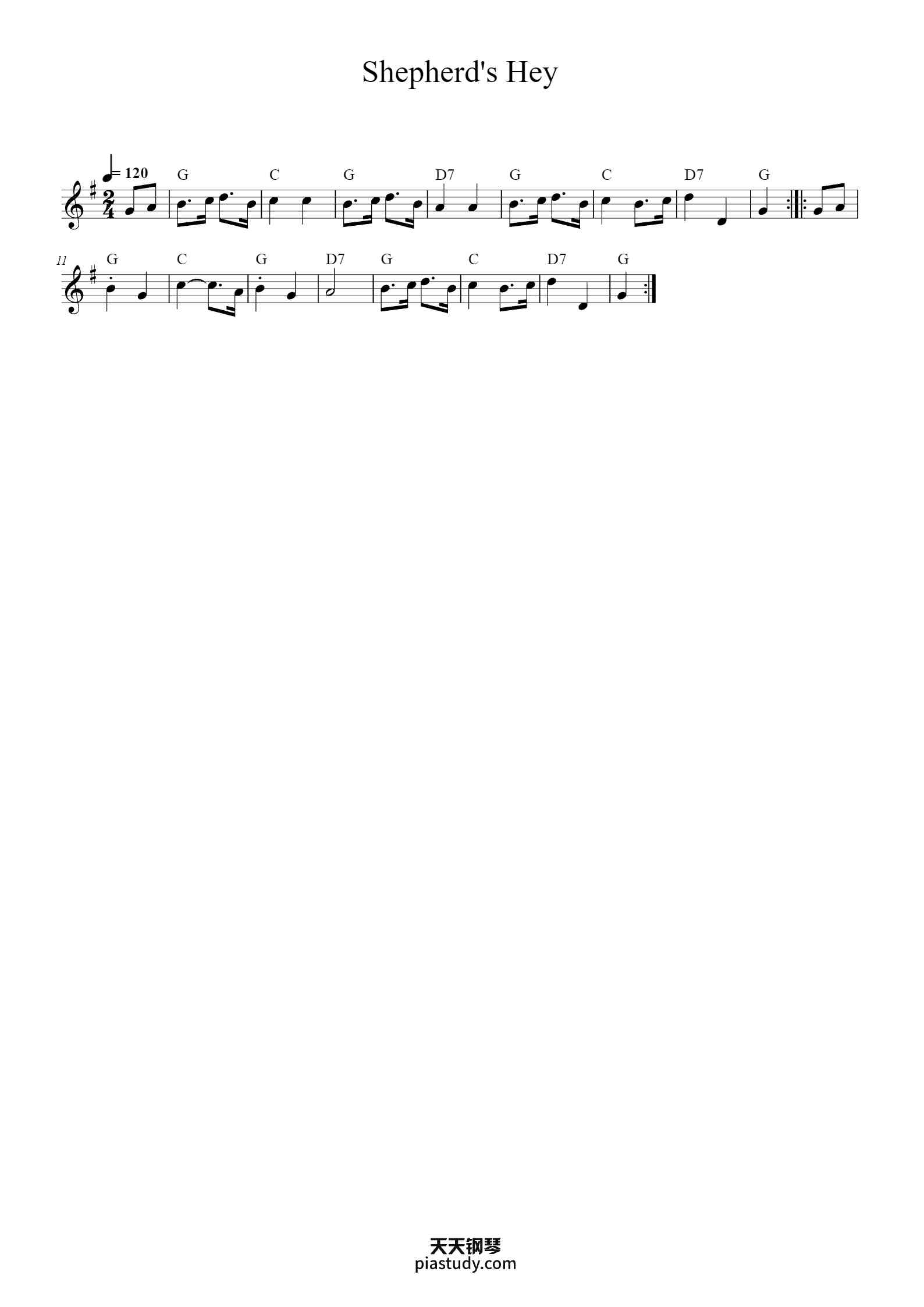Shepherd's Hey钢琴谱 - Trad. Morris Dance - free piano sheet music ...
