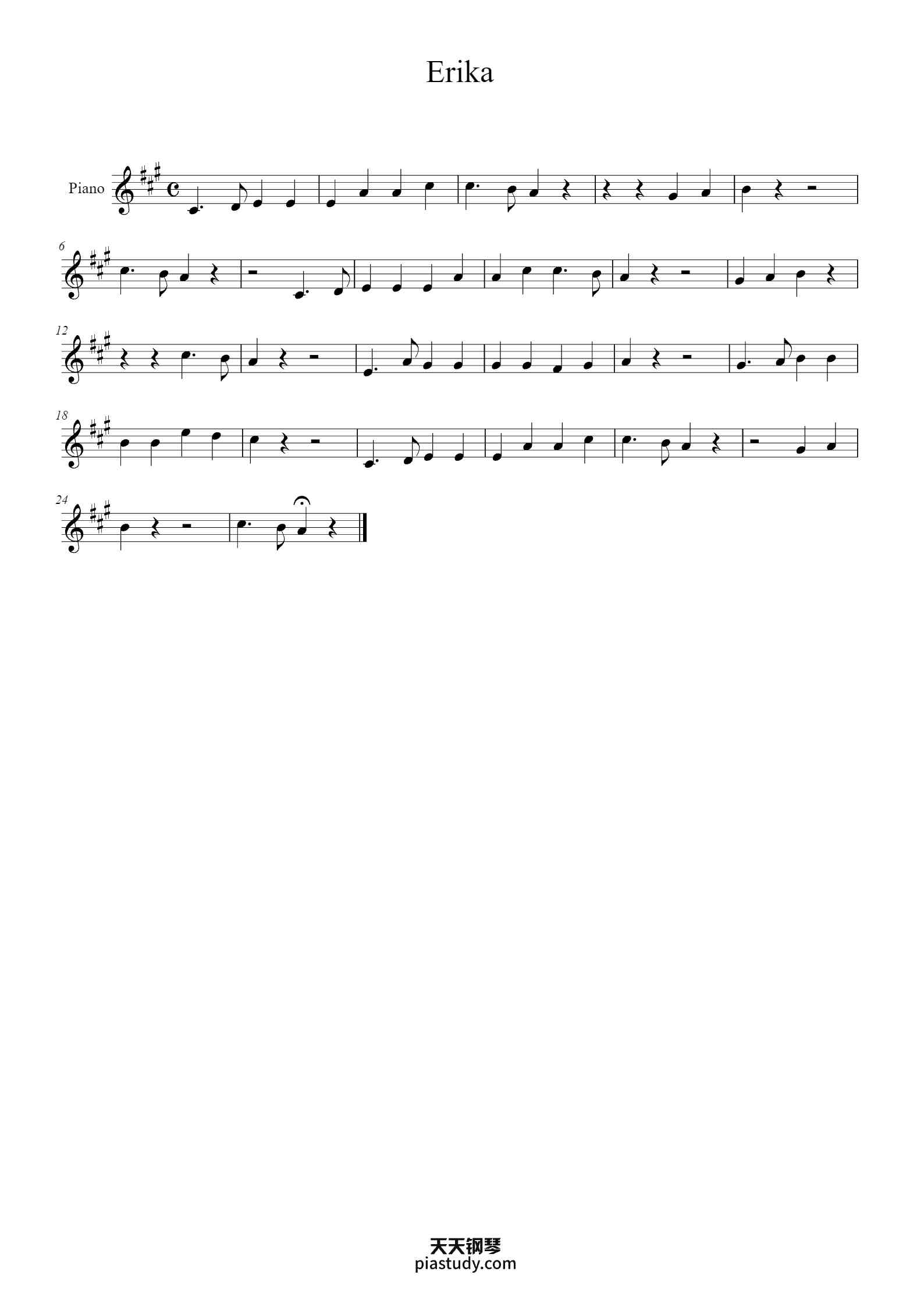 'Erika' - Piano Sheet Music By Heinz Schnaufer | TOPiano