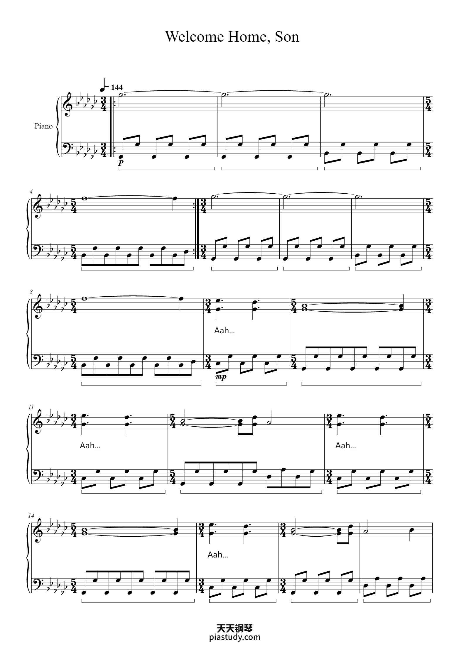 Welcome Home, Son钢琴谱 - Radical Face - free piano sheet music - PiaNoproblem