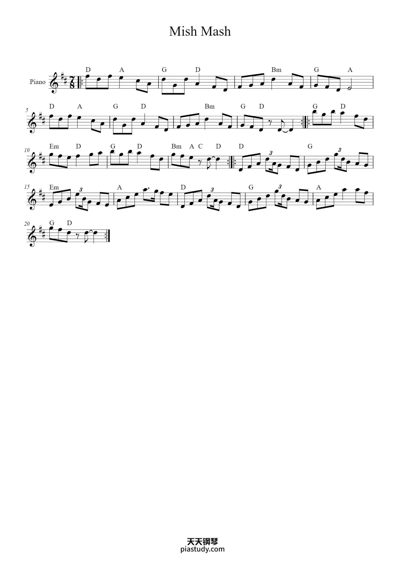 Mish Mash钢琴谱 - David Mitchell - free piano sheet music - PiaNoproblem