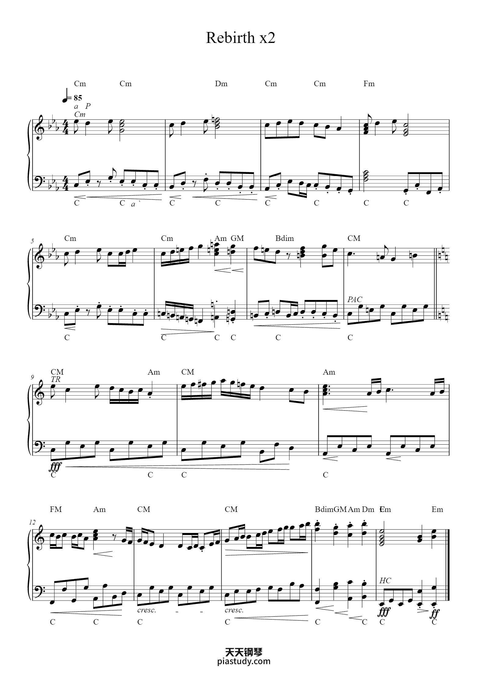 'Rebirth x2' - Piano Sheet Music By William Cuthbert James | TOPiano